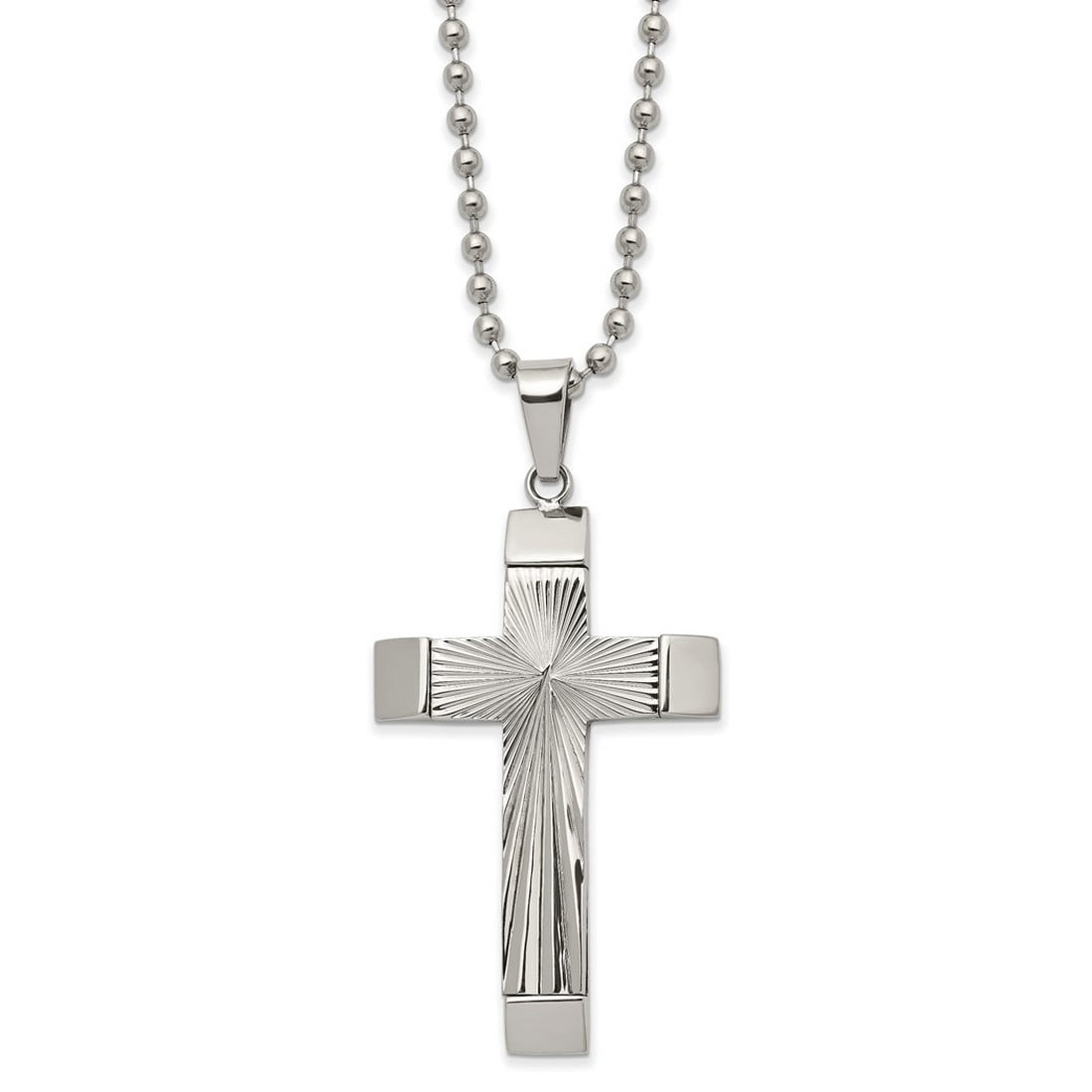 28.8mm Stainless Steel Polished and Textured Starburst Religious Faith ...