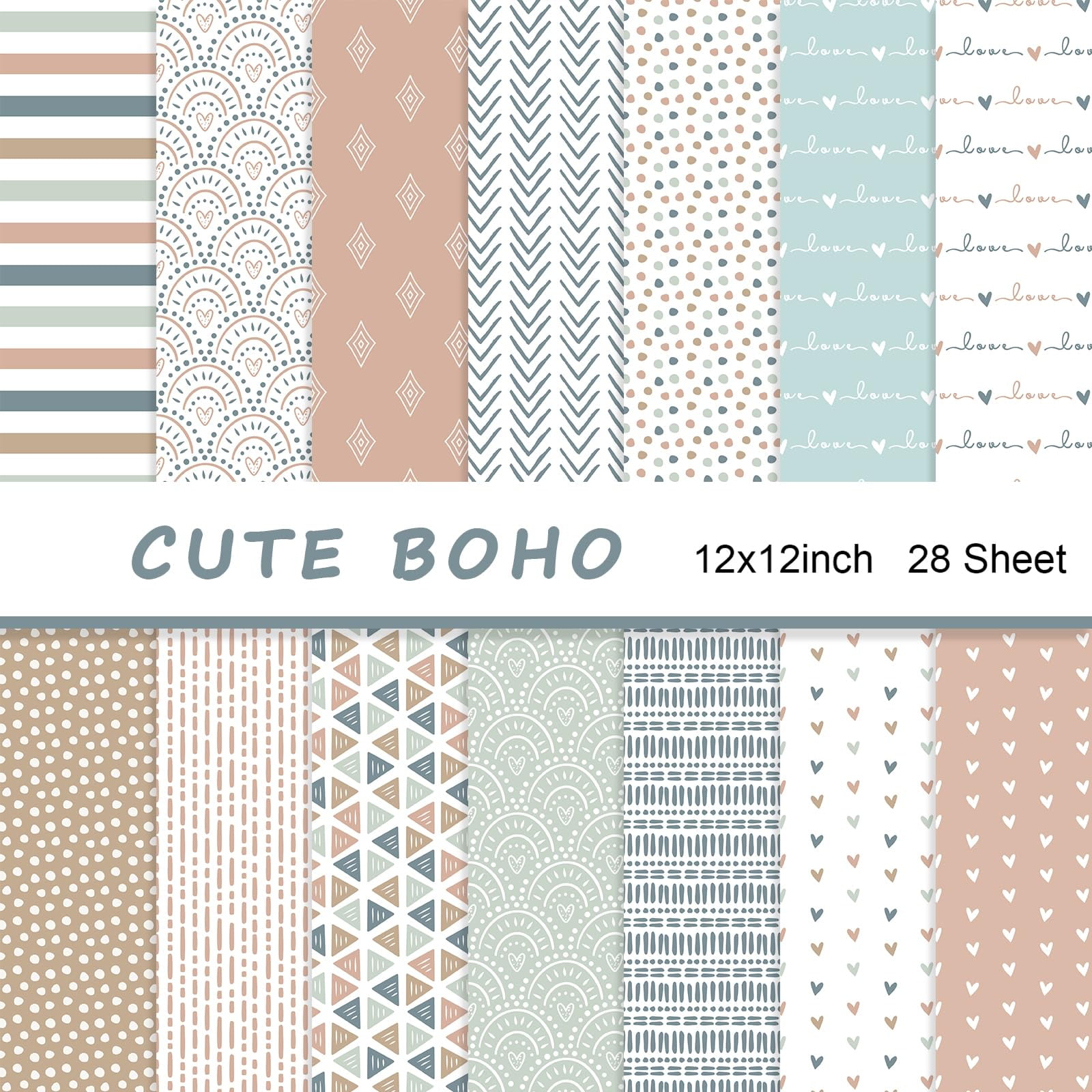 28 Boho Scrapbook Paper, MMF7 12"X12" Inch Scrapbook Paper, 90 lb/160 ...