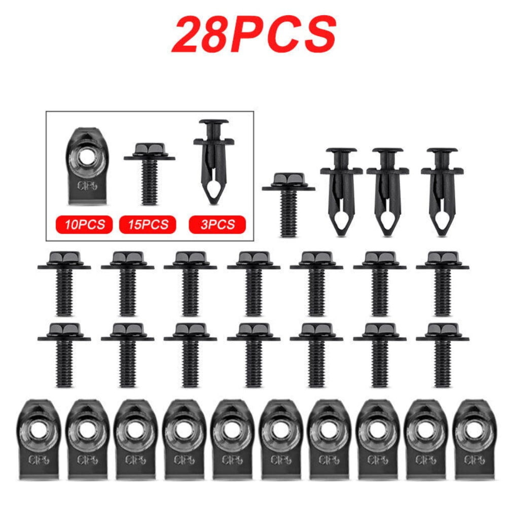 28× Car Engine Splash Shield Bumper Hardware Kit Body Bolt Screw nut ...