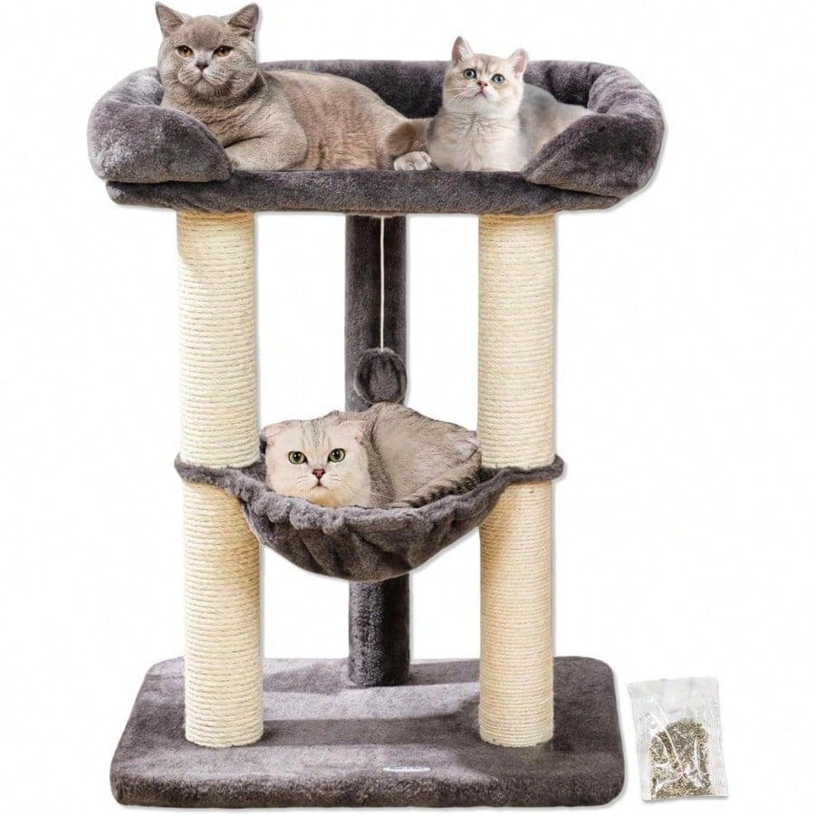 28 Cat Tree Tower for Indoor Cats Tall Cat Scratching Post with Large ...