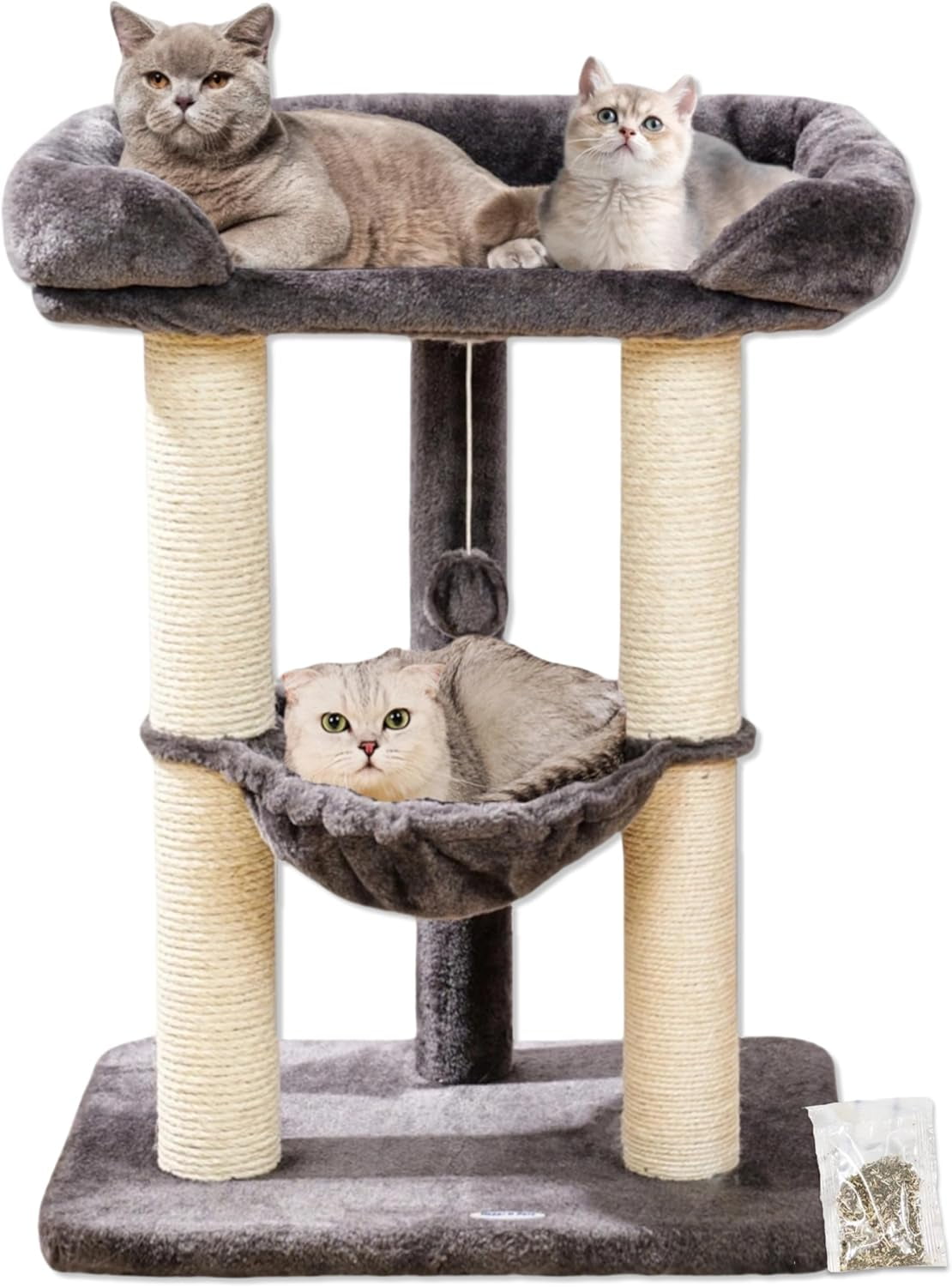 28" Cat Tree Tower for Indoor Cats, Tall Cat Scratching Post with Large ...