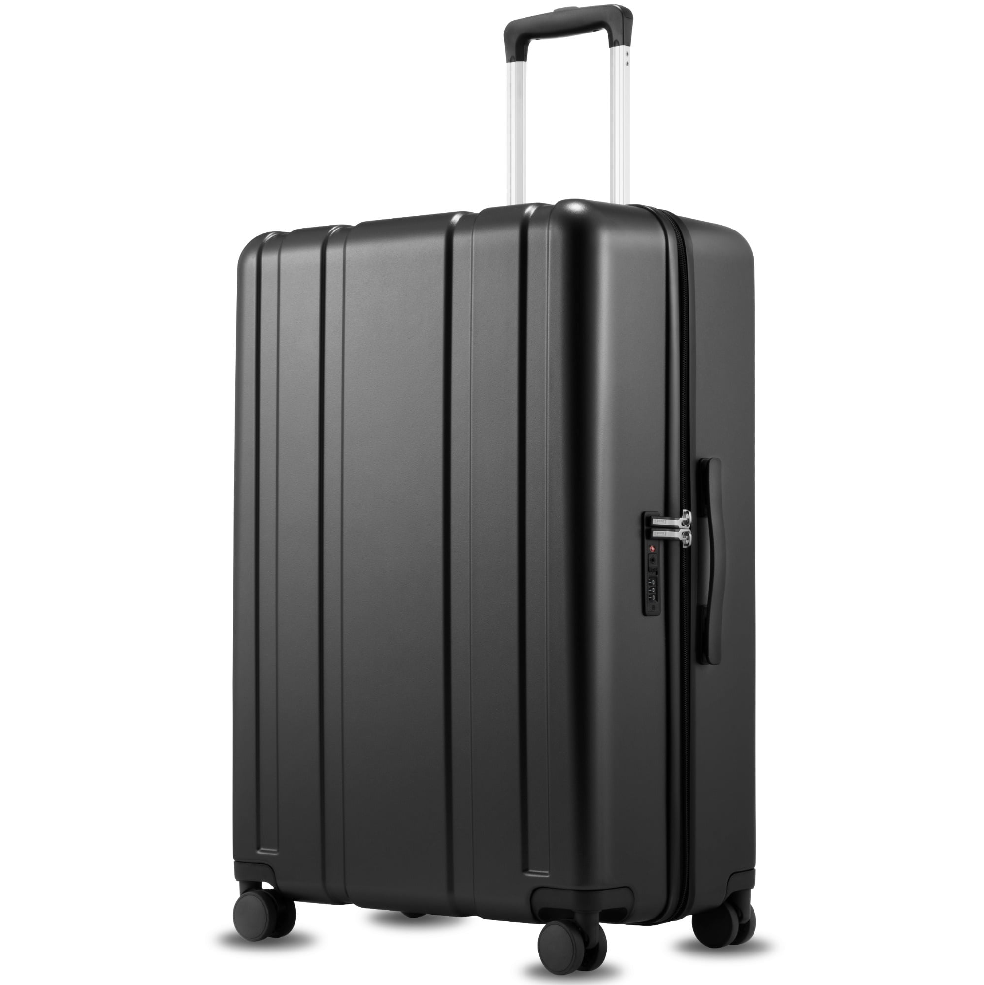 28" Checked Large Luggage,Hardside Spinner Suitcase with TSA Lock,Black ...