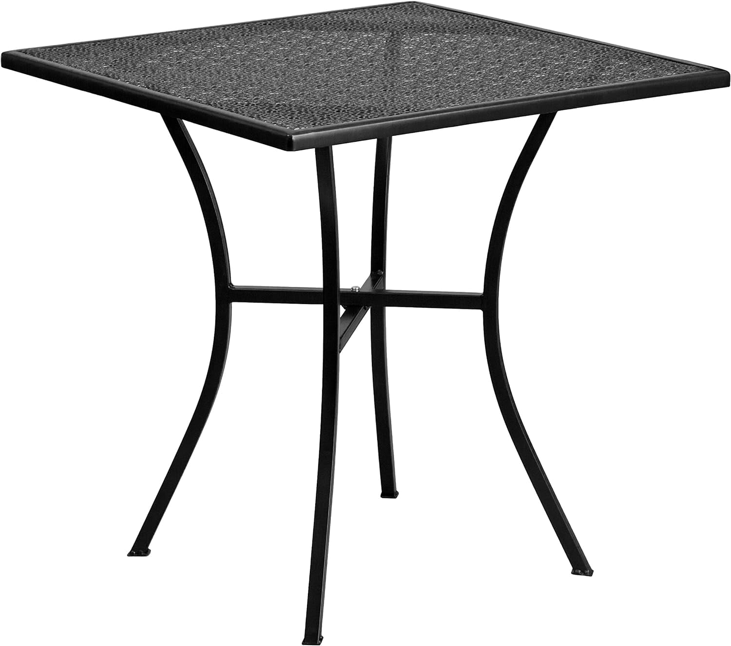 28" Commercial Grade Steel Patio Table, Modern Square Rain Flower ...
