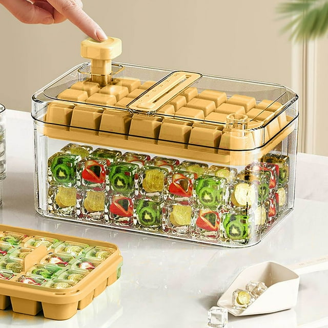 28-Compartment Ice Tray, One-Press Demolding Box, Stackable Odor-Proof ...