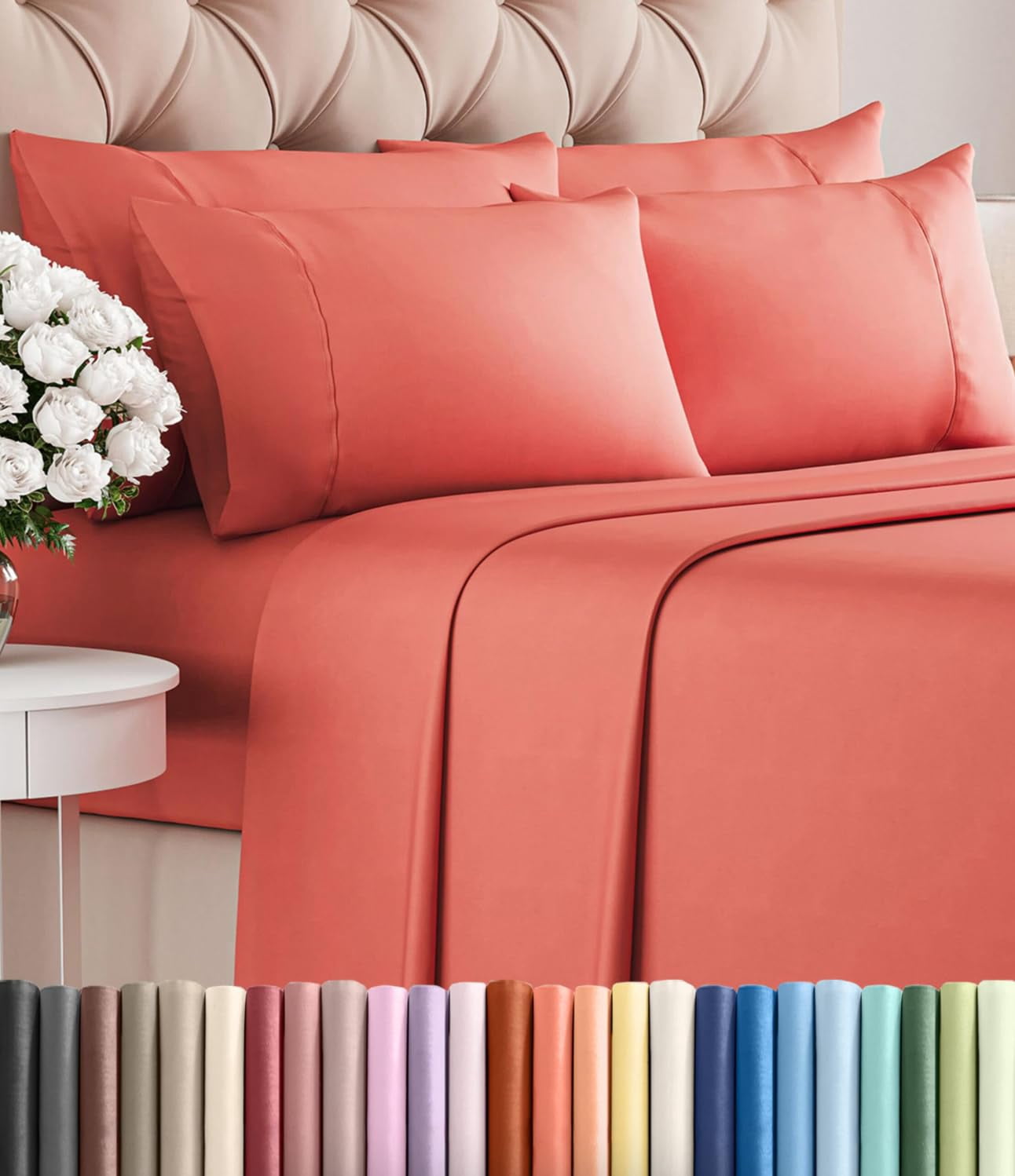 28 - Coral King 6 Piece Bedding Sheet Set - Walmart.com