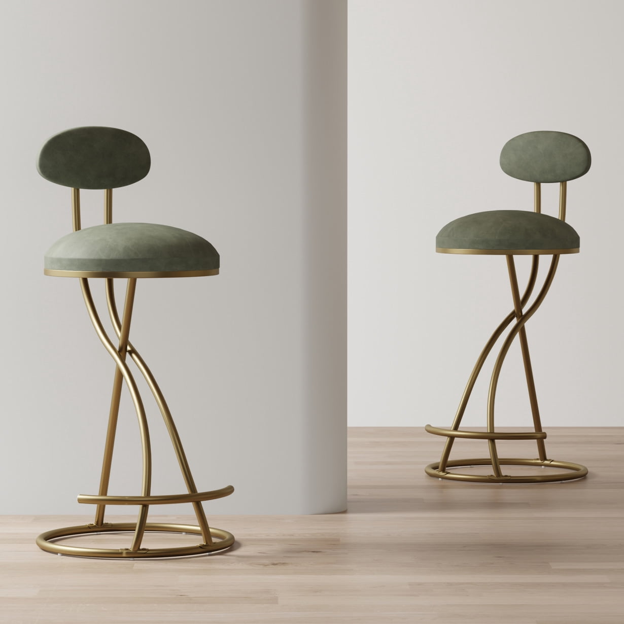 28" Counter Height Bar Stools Set of 2, Modern PU Leather Barstools ...