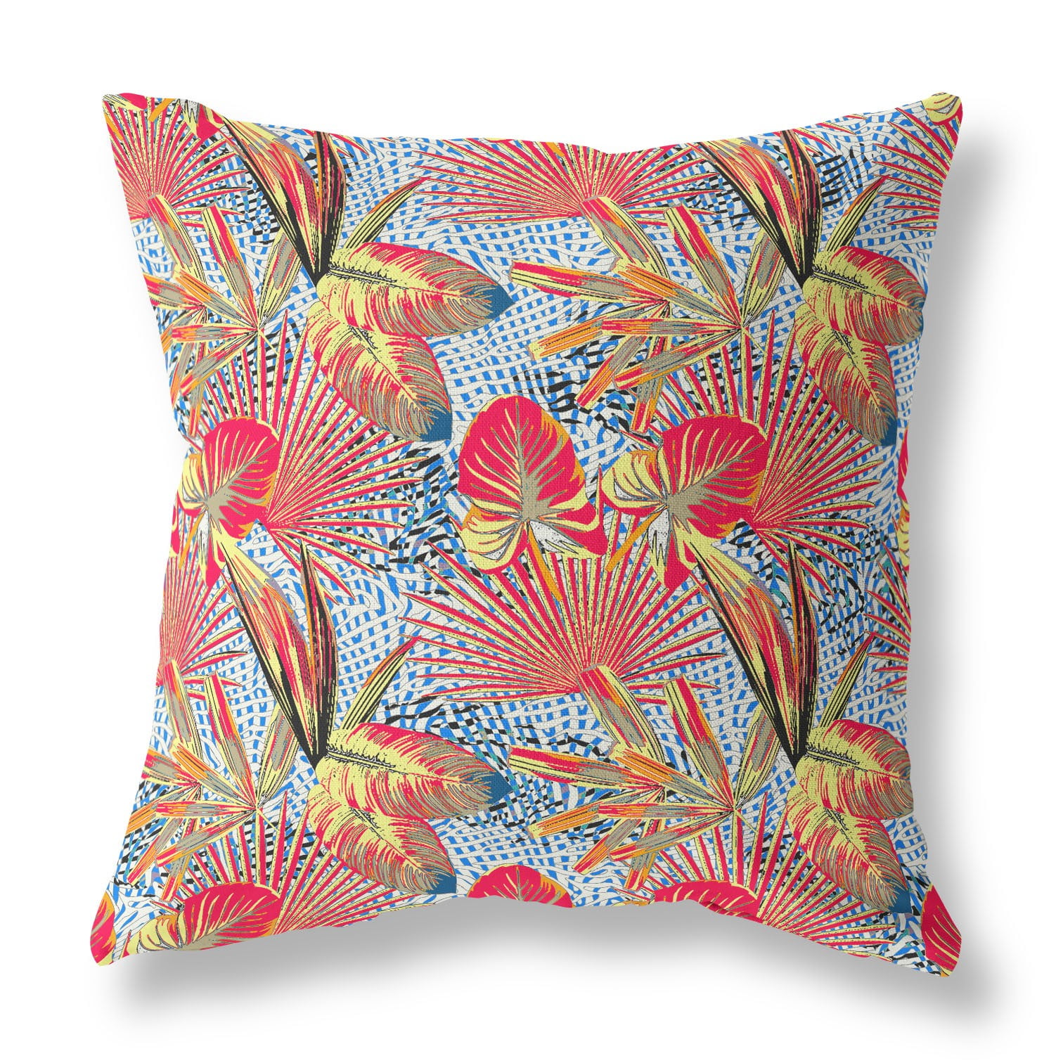 28â€ Crimson Yellow Tropical Indoor Outdoor Throw Pillow - Walmart.com