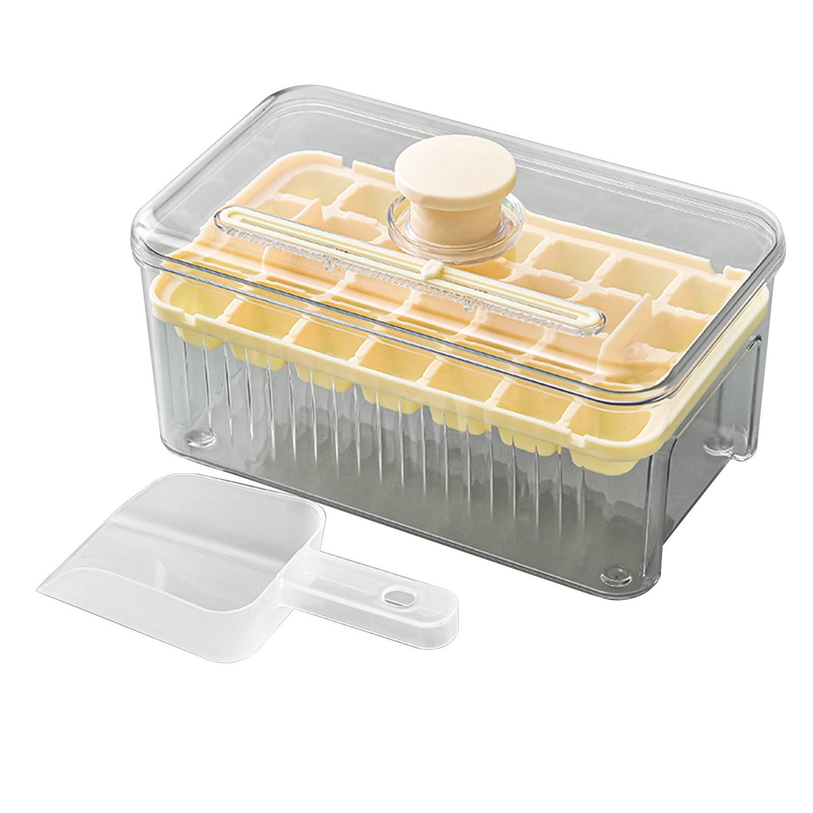 28-Cube Ice Tray Set with Lid & Bin - Square Easy-Release Ice Mold ...