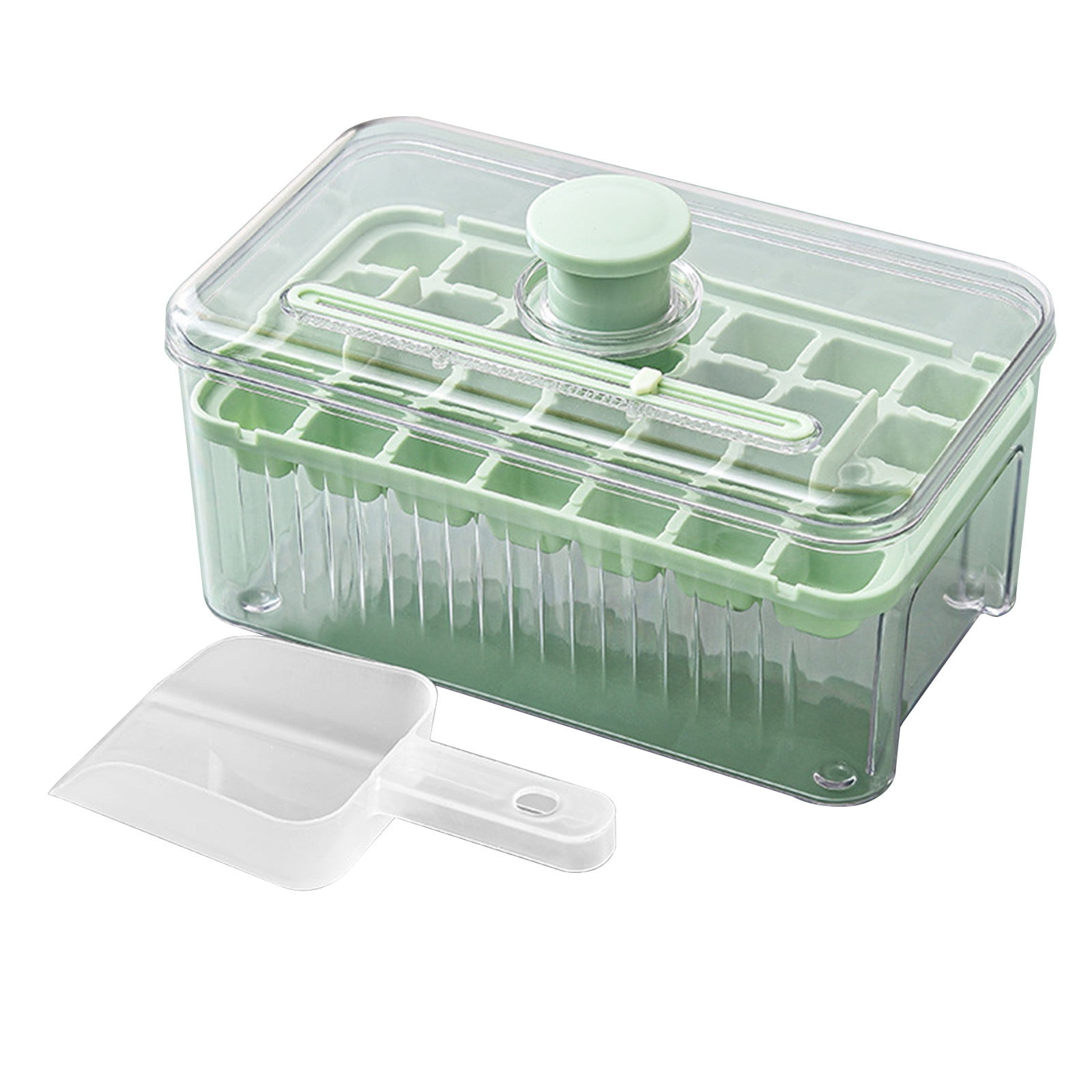 28-Cube Ice Tray Set with Lid & Bin - Square Easy-Release Ice Mold ...