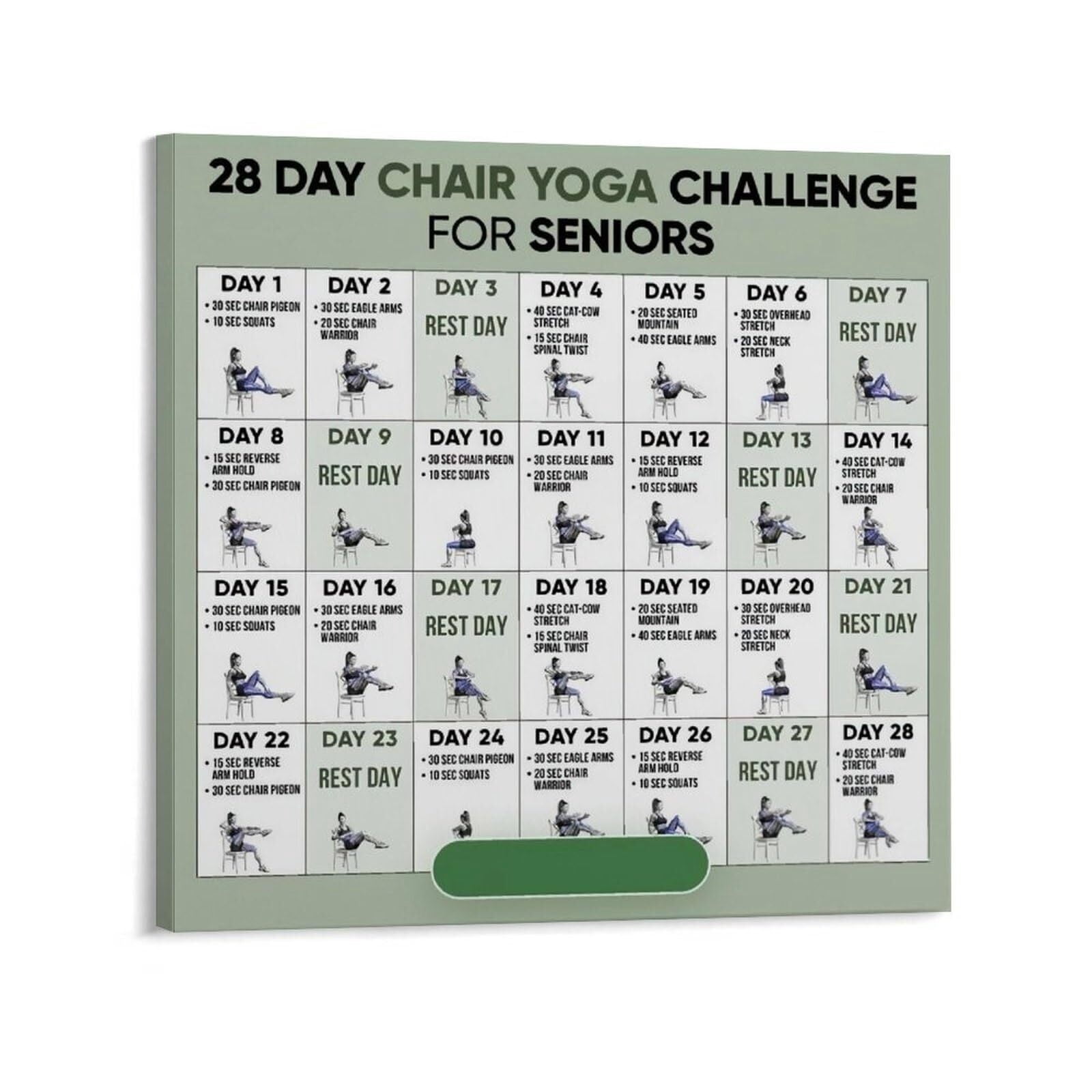 28 Days Chair Yoga for Seniors Pregnancy Yoga Training Schedule Poster ...
