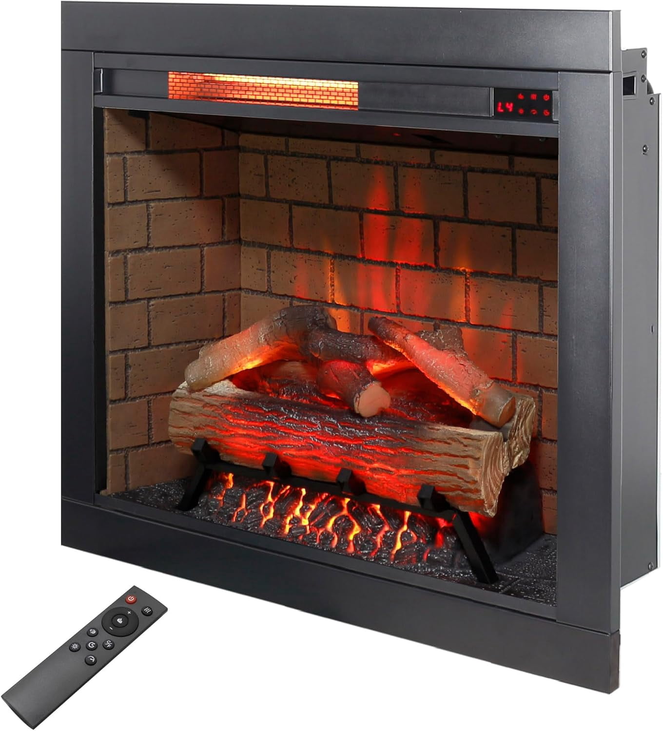28" Electric Fireplace Insert with Real Fire Crackling Sound ...