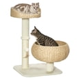 28" Elevated Cat Bed with Scratching Post, Modern Cat Tree for Indoor ...