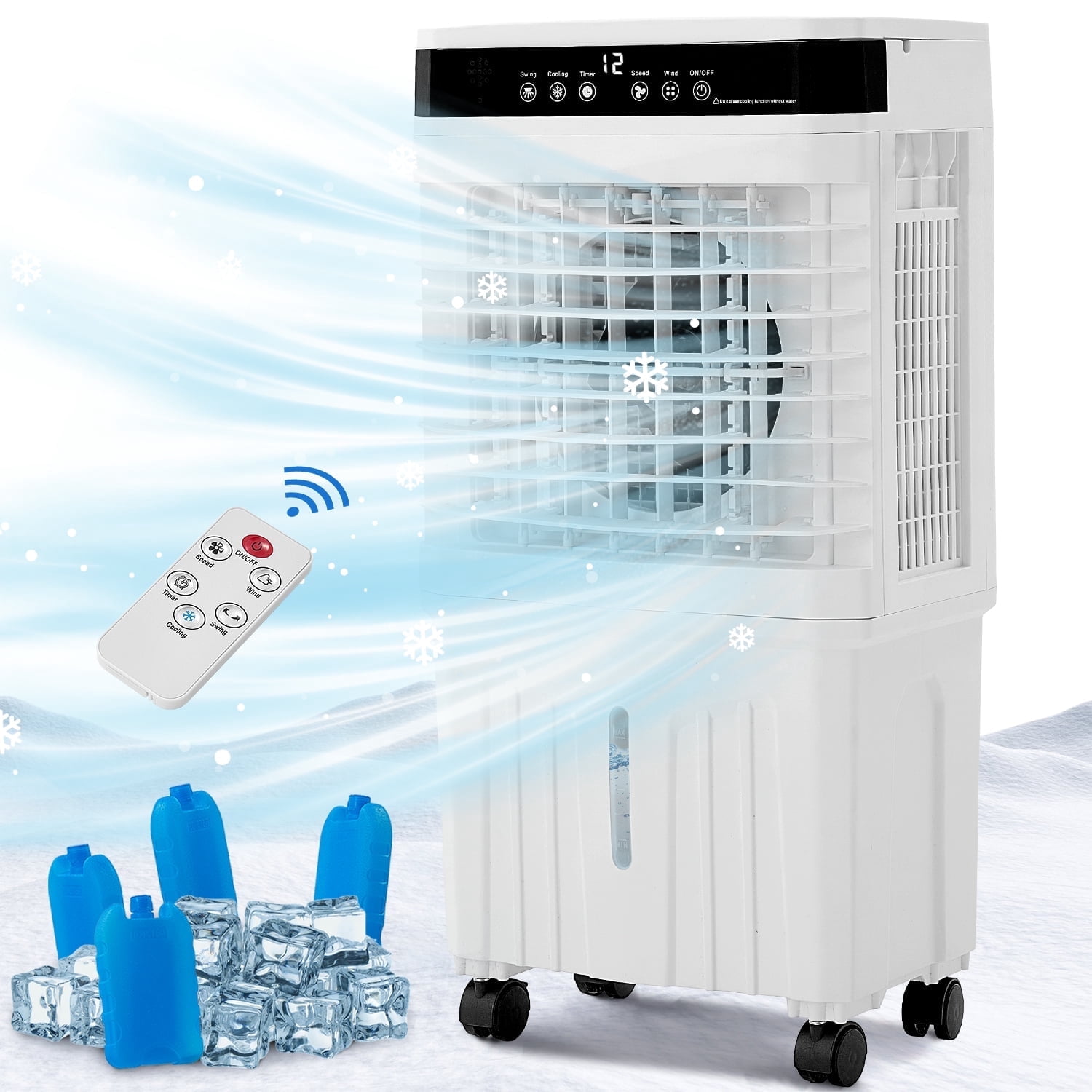 40" Evaporative Air Cooler with Remote, 4-in-1 Humidifier Indoor ...