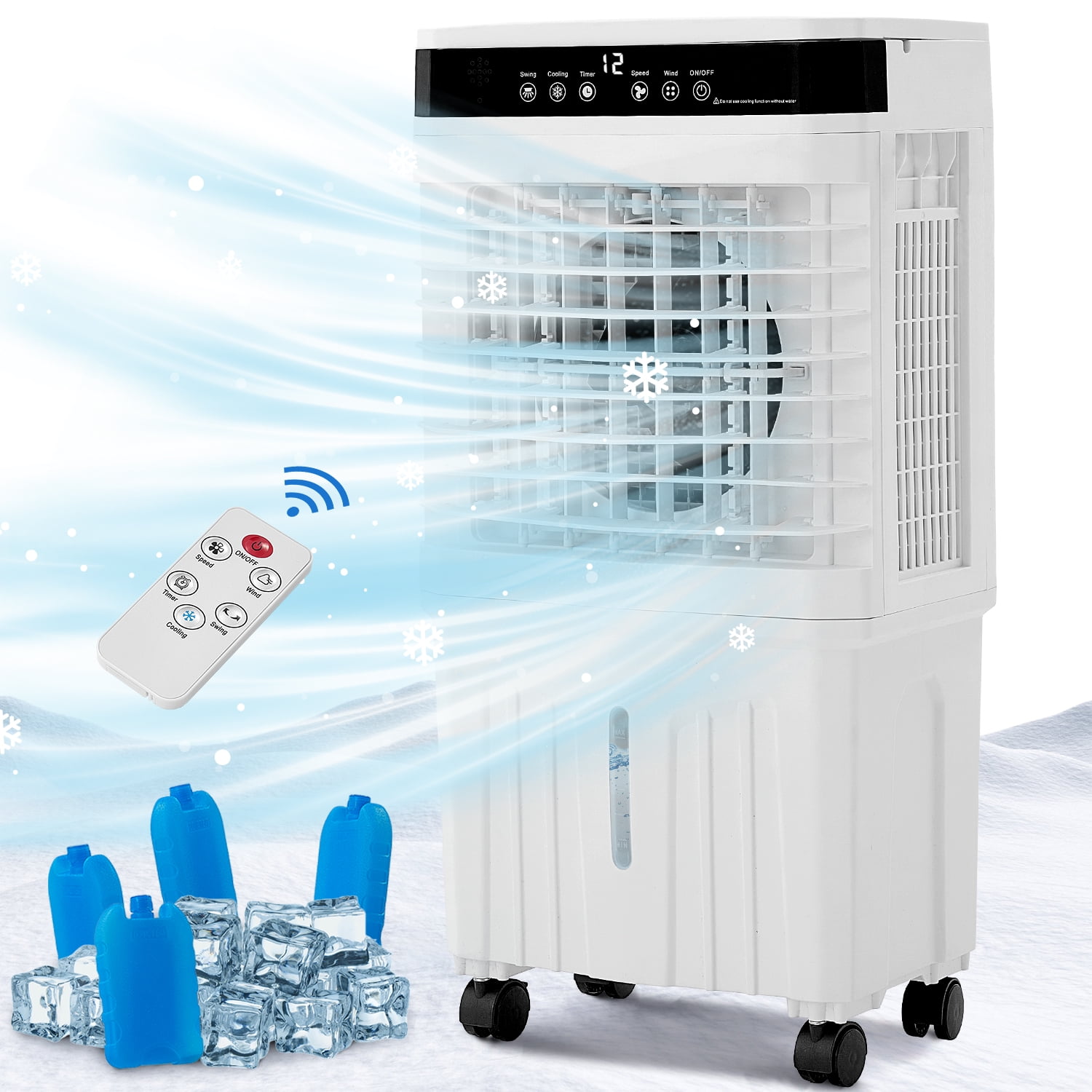 28" Evaporative Air Cooler with Remote, 3-in-1 Humidifier Indoor ...