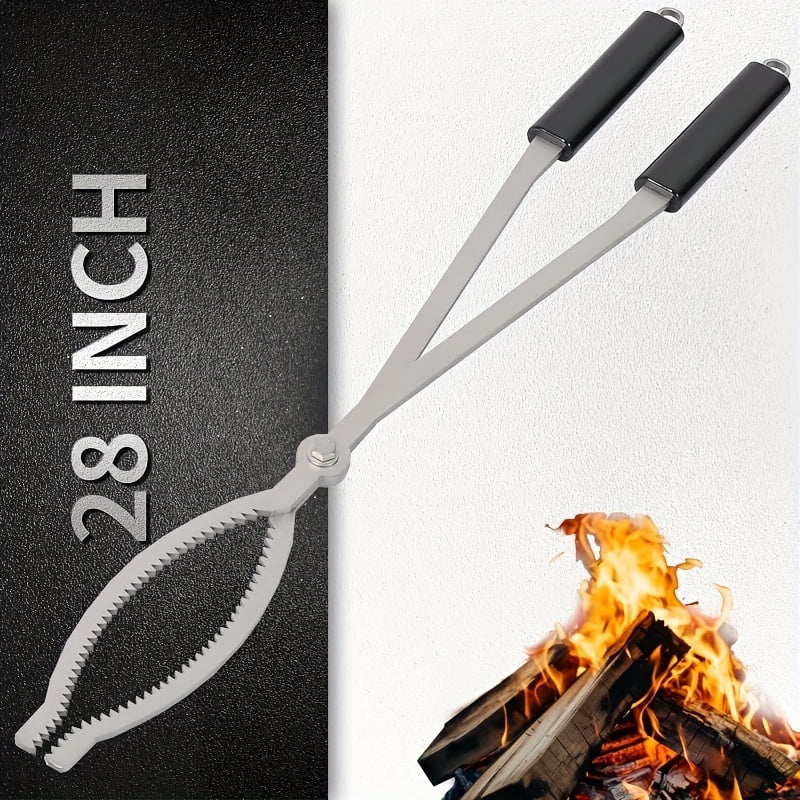 28" Fire Tongs Log Grabber For Fire Pit, Stainless Steel Fireplace ...