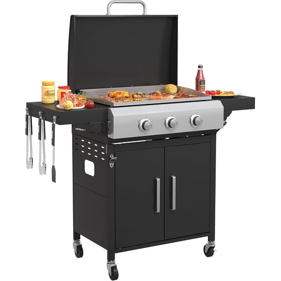 28 in Flat Top Griddle Grill with Porcelain-Enameled Grates and ...