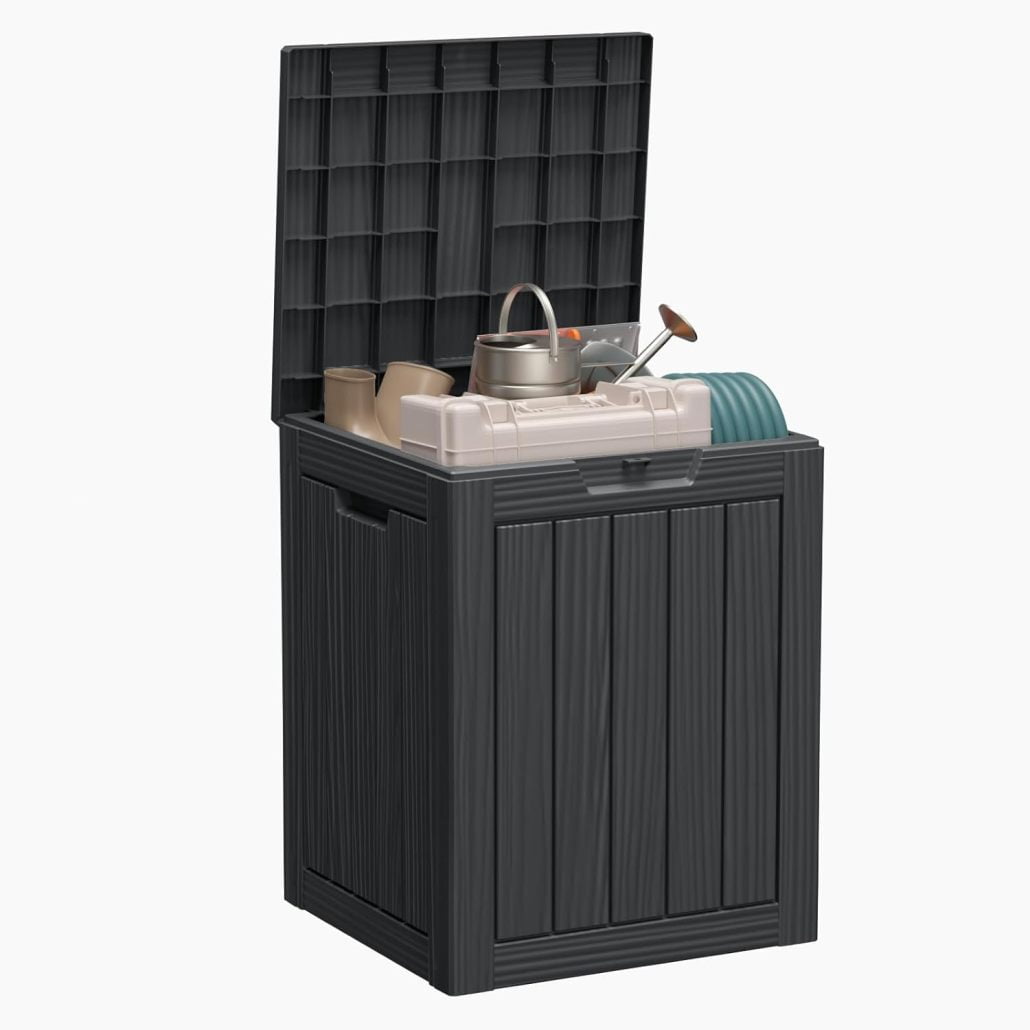 28 Gallon Resin Deck Box, Lockable Outdoor Storage Box for Patio ...