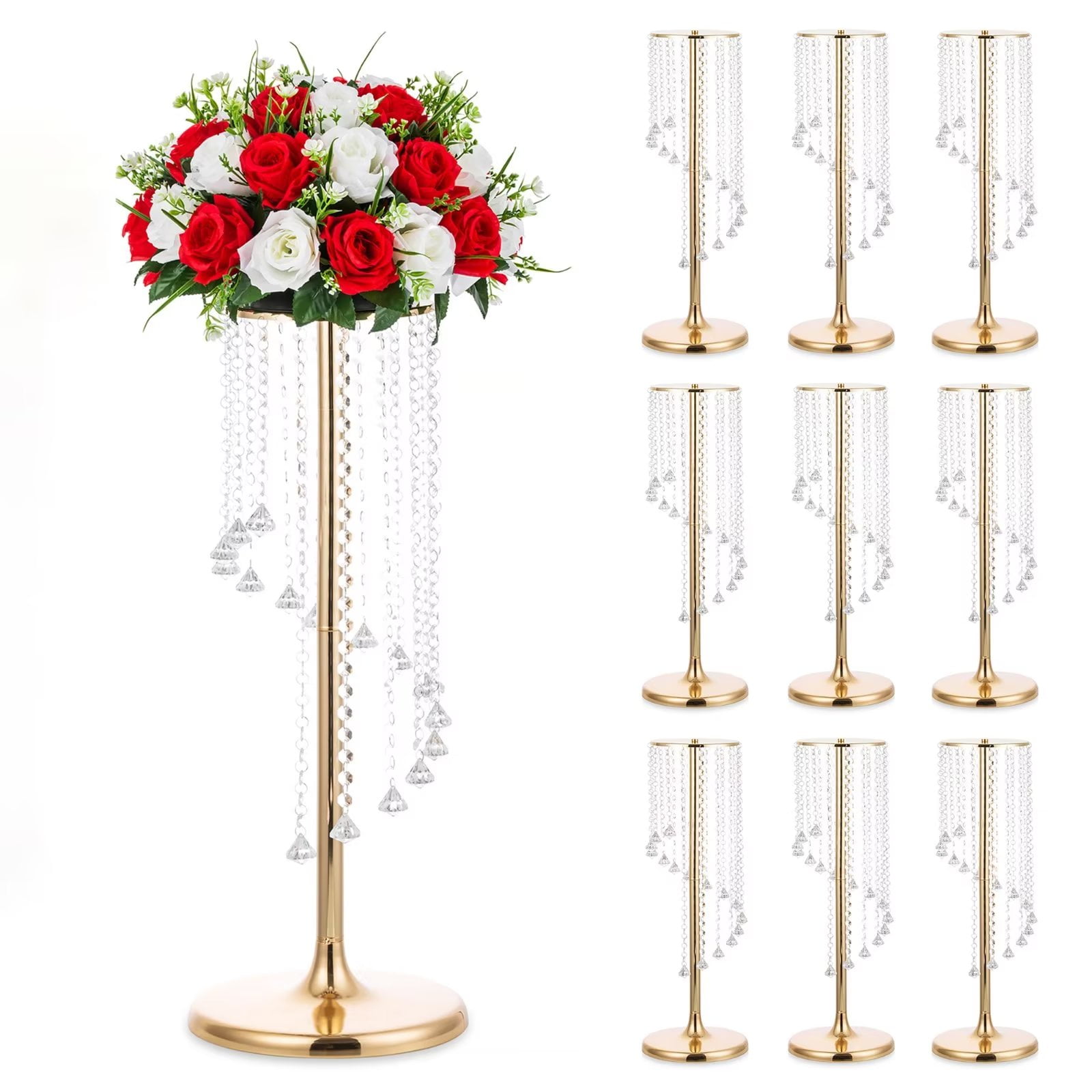 Free Shipping! 28" Gold Vases for Wedding Table Centerpiece Set of 10 ...