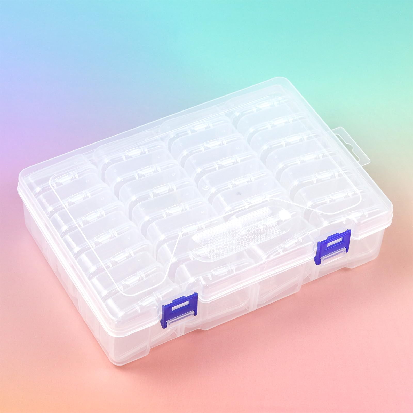 28-Grid Storage Box, Plastic Storage Cases Bead Organizers Mini Clear ...