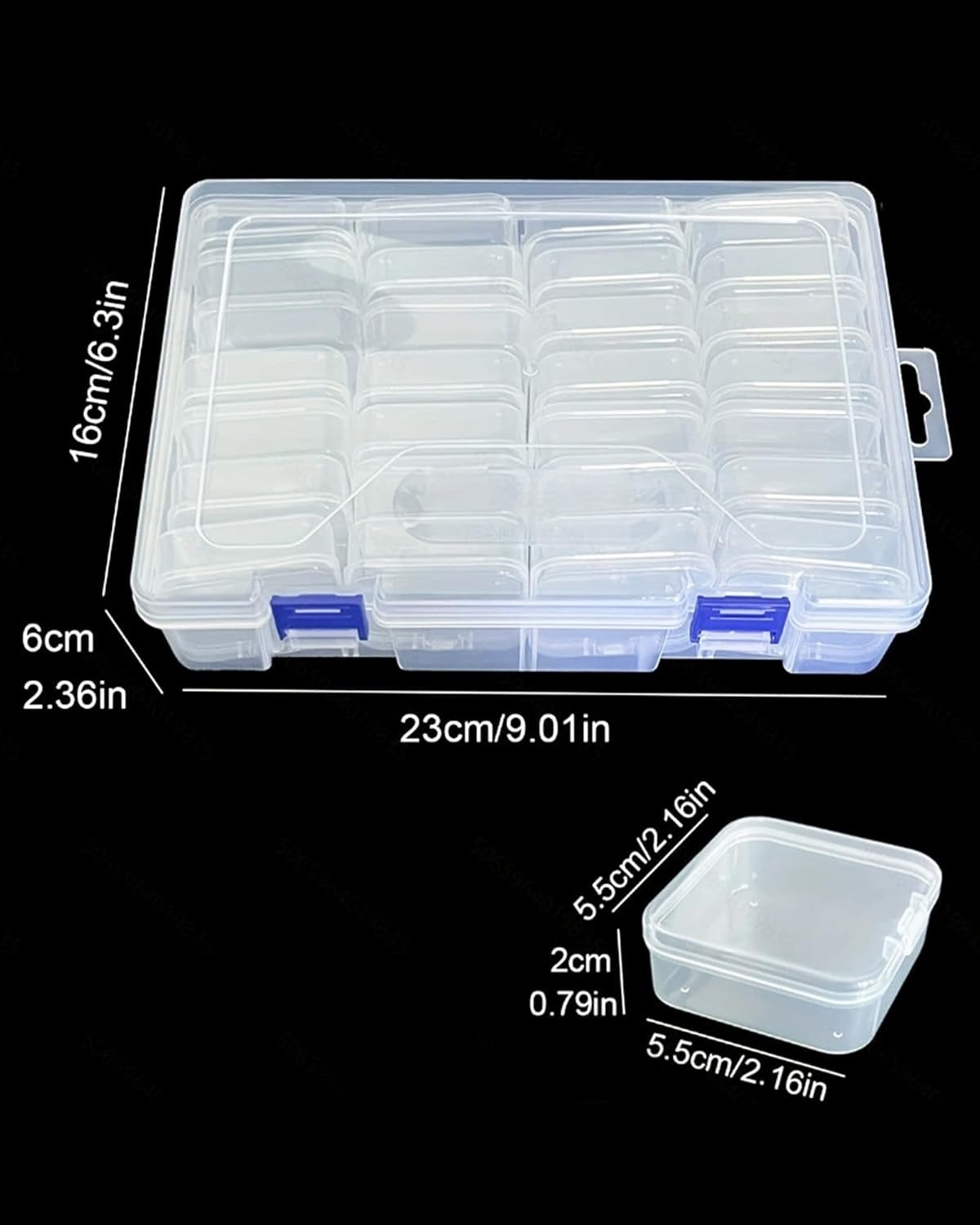 28-Grid Storage Box, Plastic Storage Cases Bead Organizers Mini Clear ...