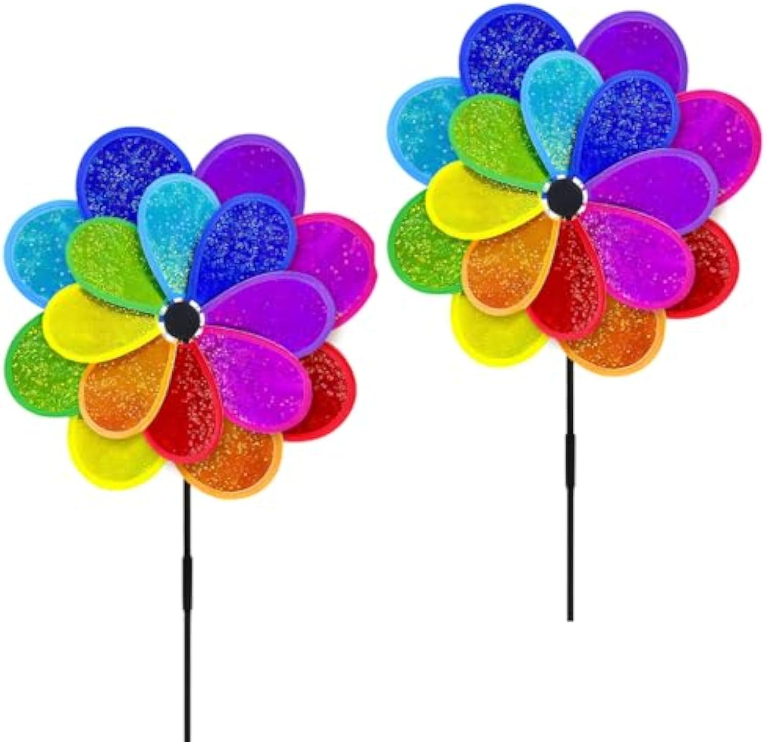 28" H Rainbow Wind Spinner - Sparkly Reflective Pinwheel for Garden ...