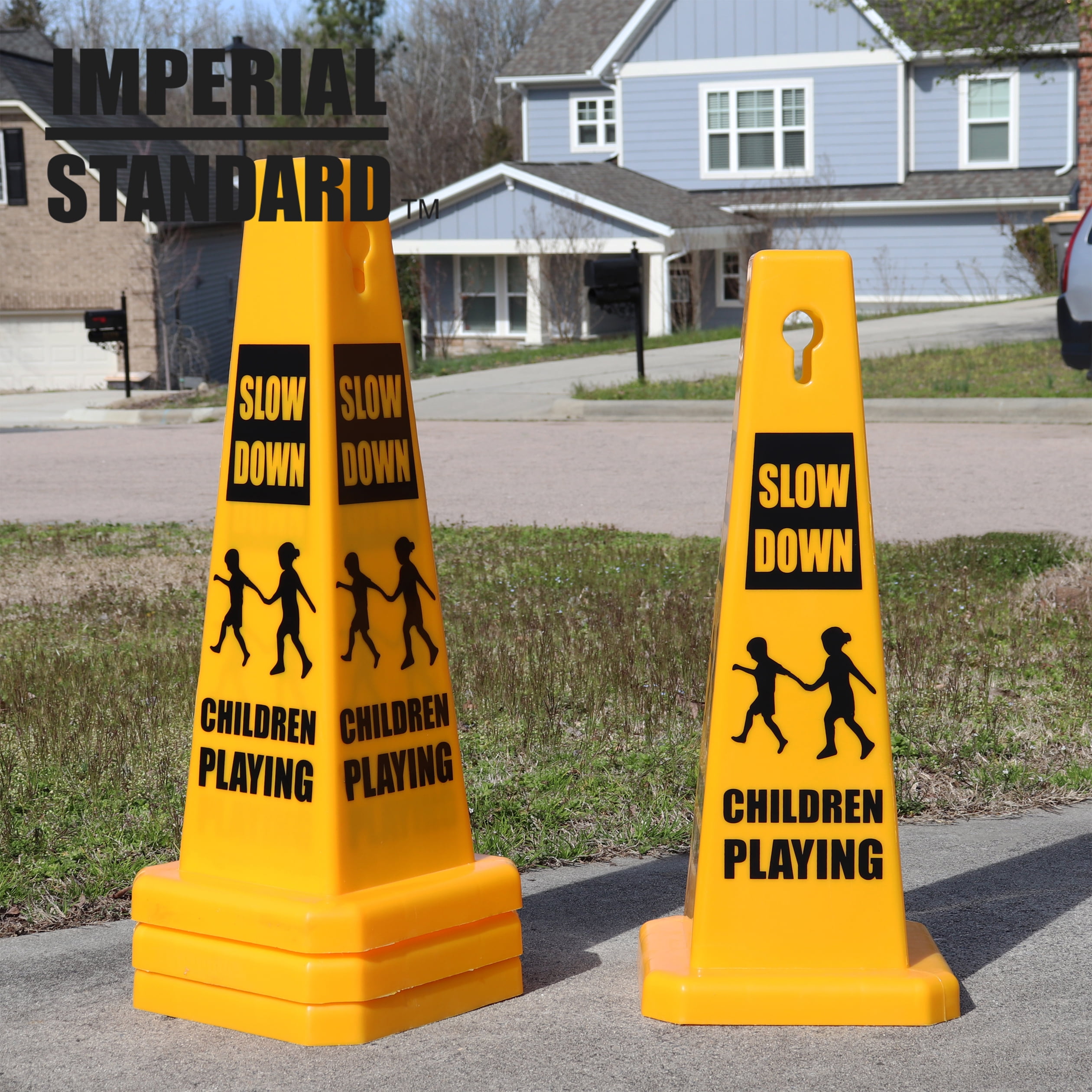 Imperial Standard 28" Large Outdoor Safety Traffic Cones - Slow Down ...