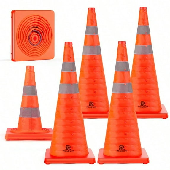28 Inch 6 Pack Collapsible Traffic Safety Cones Multi Purpose Popup ...