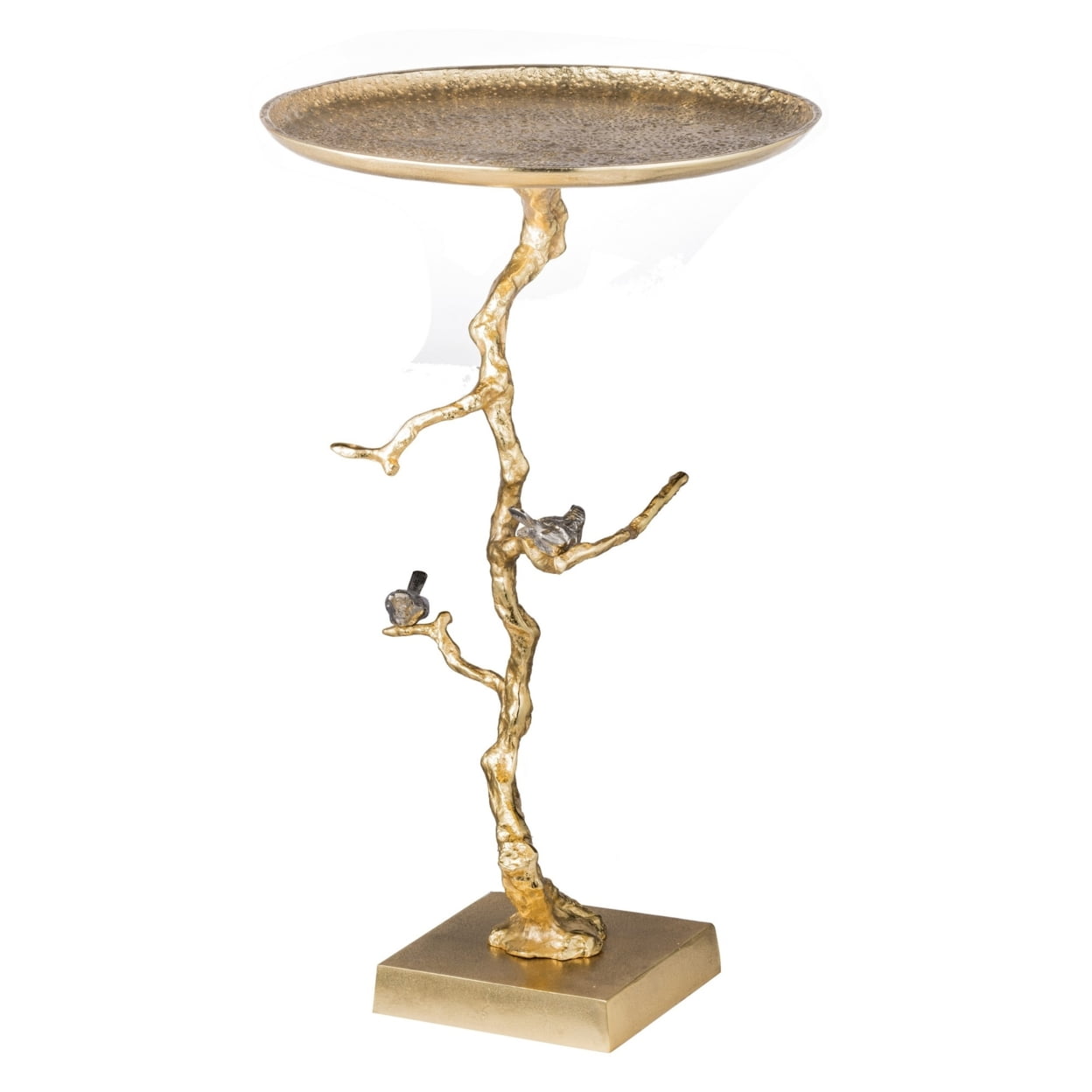 28 Inch Accent Table, Artful Branchlike Frame, Silver Bird Accents ...