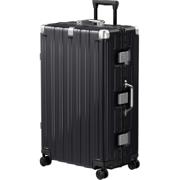 28-Inch Aluminum Frame Checked Suitcase with Spinner Wheels, TSA ...