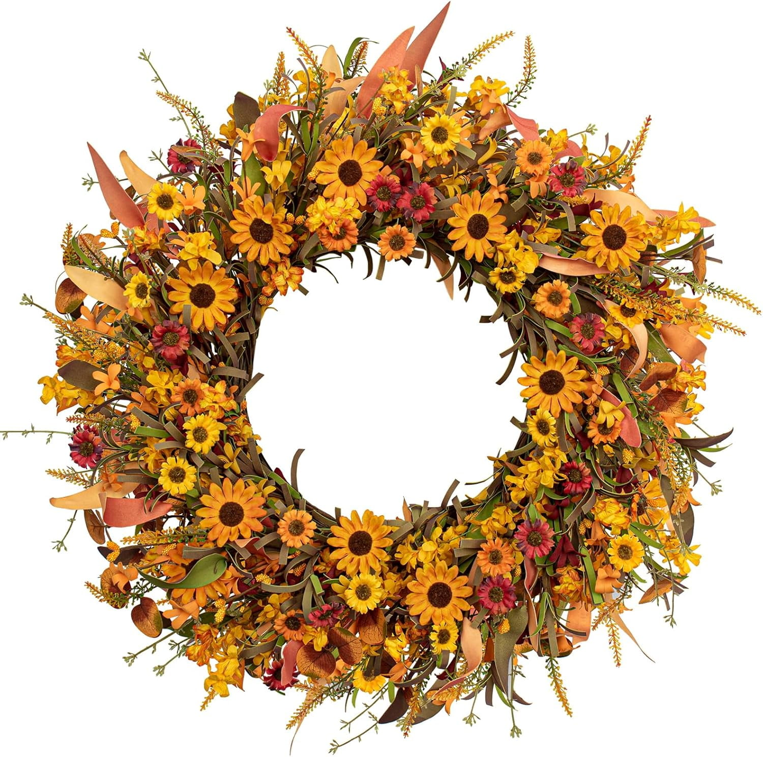 28 Inch Artificial Fall Wreath Large Fall Wreaths for Front Door Autumn ...