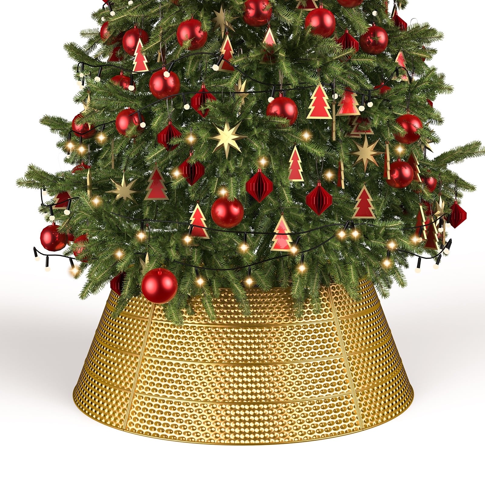 28" Christmas Tree Collar, Metal Christmas Tree Collar Decoration for ...