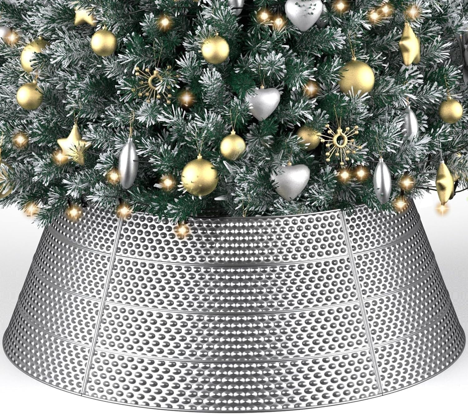 28 Inch Christmas Tree Collar, Metal Holiday Skirt Decor Accessory ...