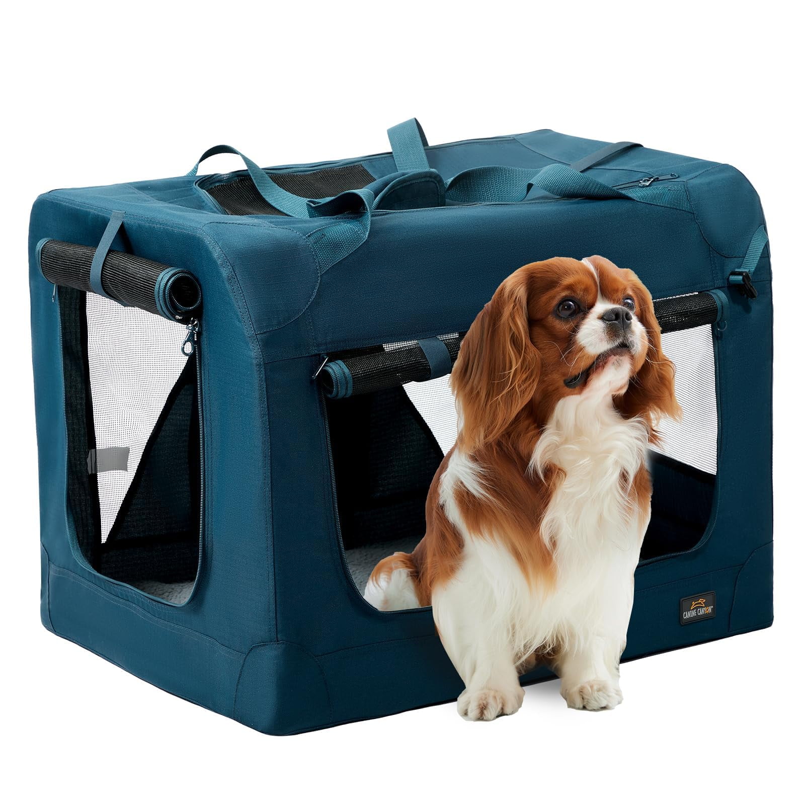 28 Inch Collapsible Soft Large Dog Crate, 3 Door Portable Dog Crates ...