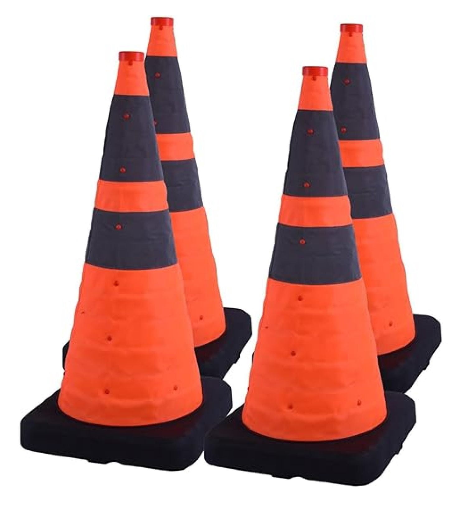 28 Inch Collapsible Traffic Cones (4 Pack), Reflective Safety Parking ...