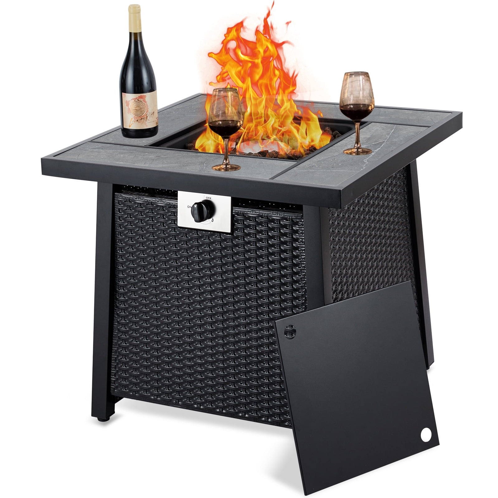 28 Inch Gas Fire Pit Outdoor Firepit Table, 50000BTU Rectangle Propane ...