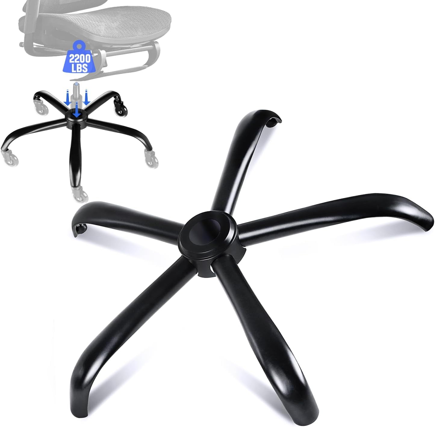 28 Inch Heavy Duty (2500 Lbs) Metal Leg Office Chair Base Replacement ...