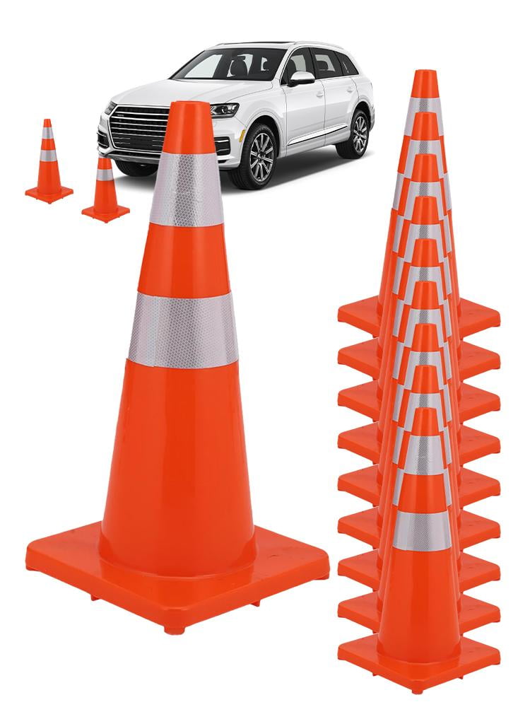 28 Inch Orange PVC Traffic Cones with Reflective Collars, Heavy-Duty ...