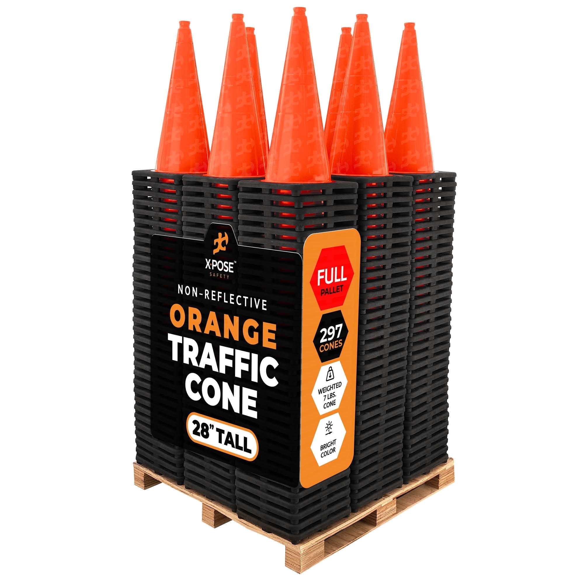 28 Inch Orange Traffic Cones, 297-Pack - Multipurpose PVC Plastic ...