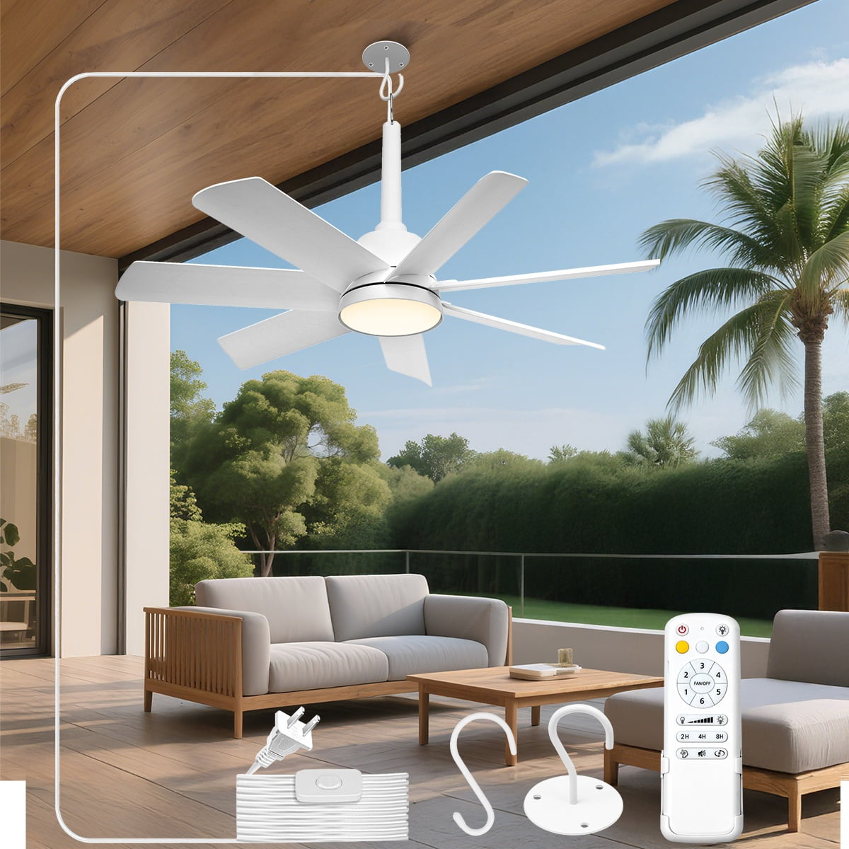 28 Inch Outdoor Ceiling Fan With Light And Remote Control, Pavilion Fan ...