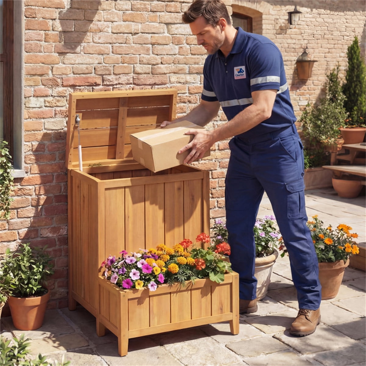 28 Inch Package Delivery Box with Planter Box Elevated Outdoor Storage ...