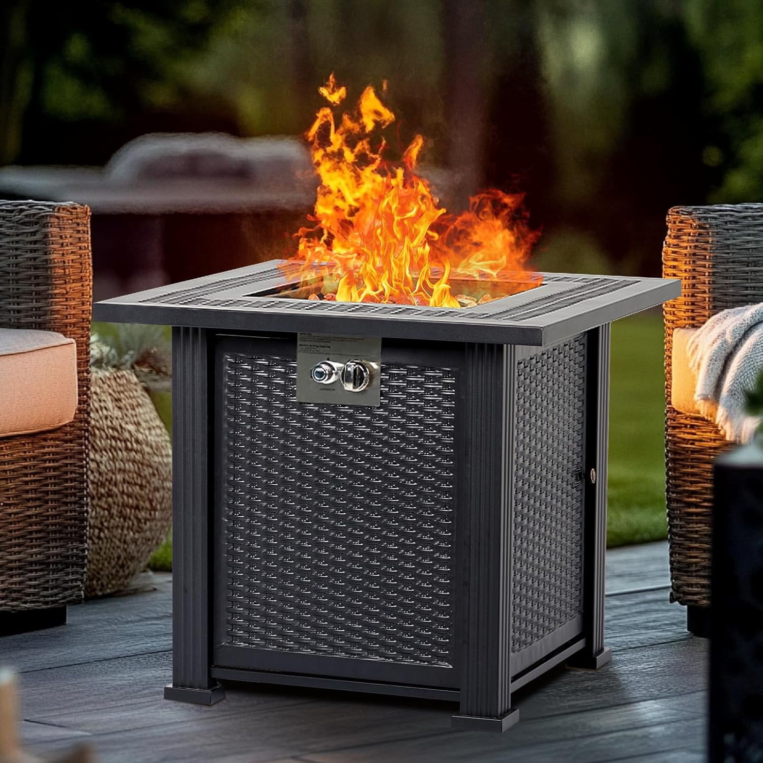 28 Inch Propane Fire Pit, CSA-Listed Outdoor Gas Fire Pit, 50,000 BTU ...