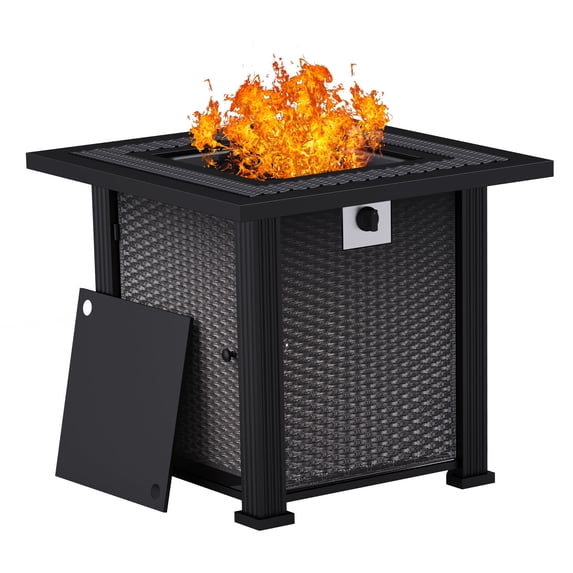 28 Inch Propane Fire Pit Table, Rattan & Wicker-Look 50,000 BTU Gas ...