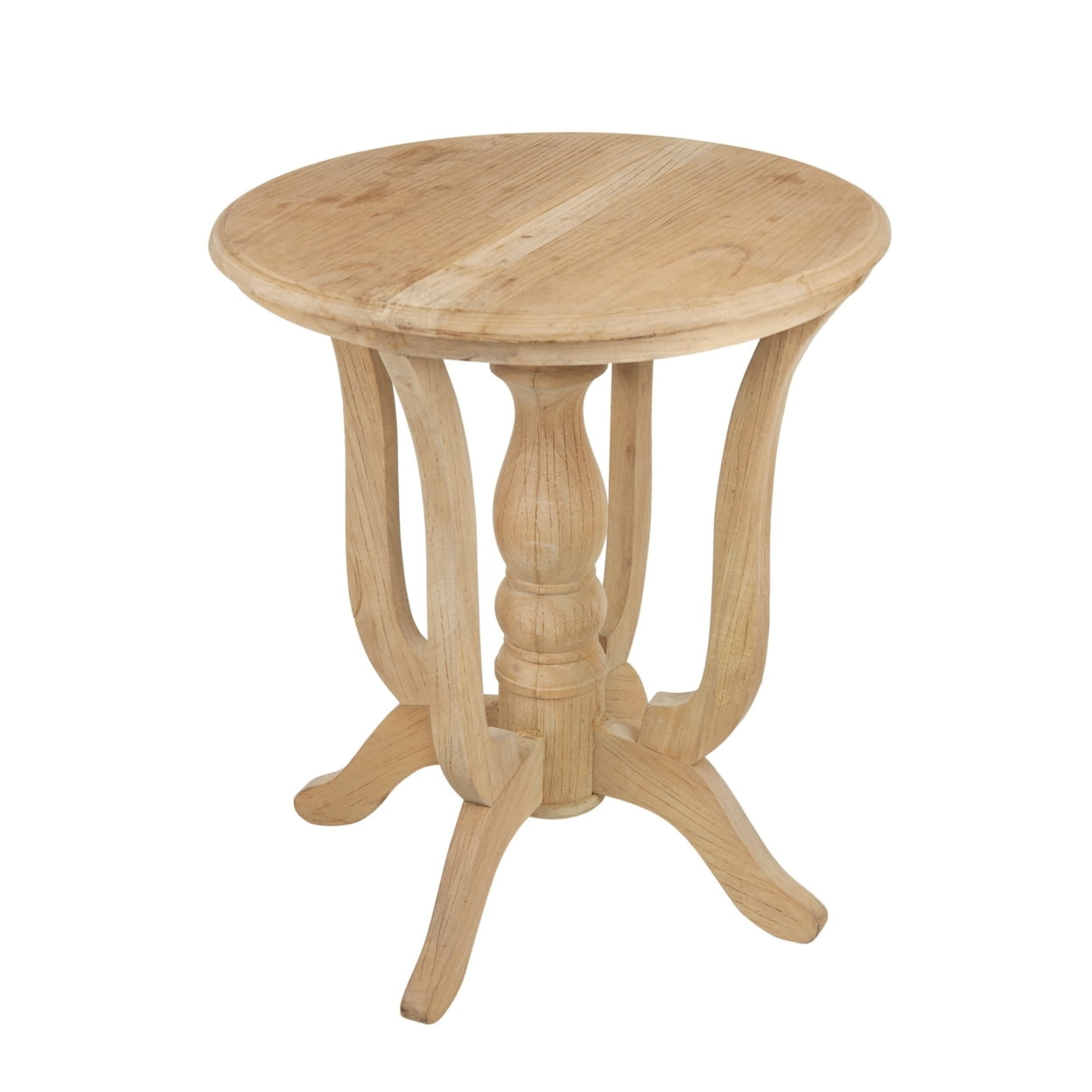 28 Inch Round Side Table, Turned Legs, Classical Style, Wood Grain ...