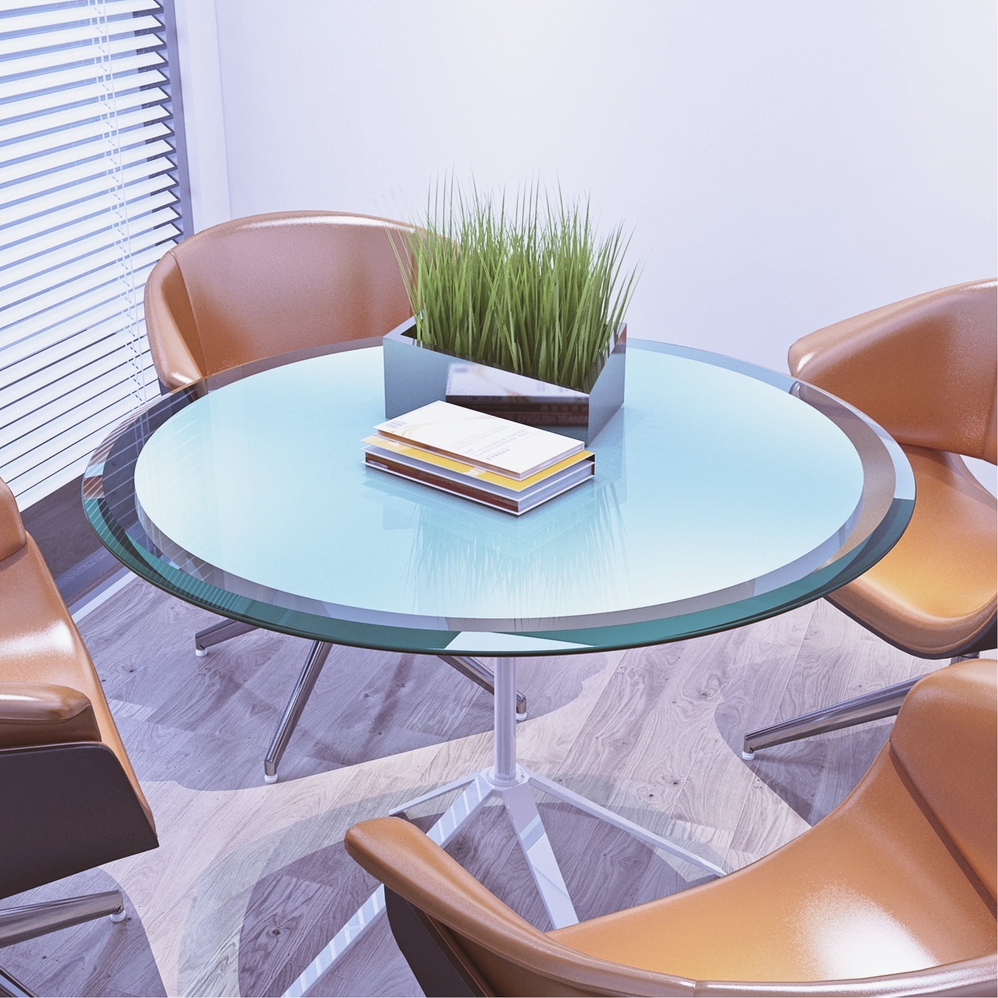 28" Inch Round Tempered Glass Table Attachment Item, 1/2" Thick Beveled ...