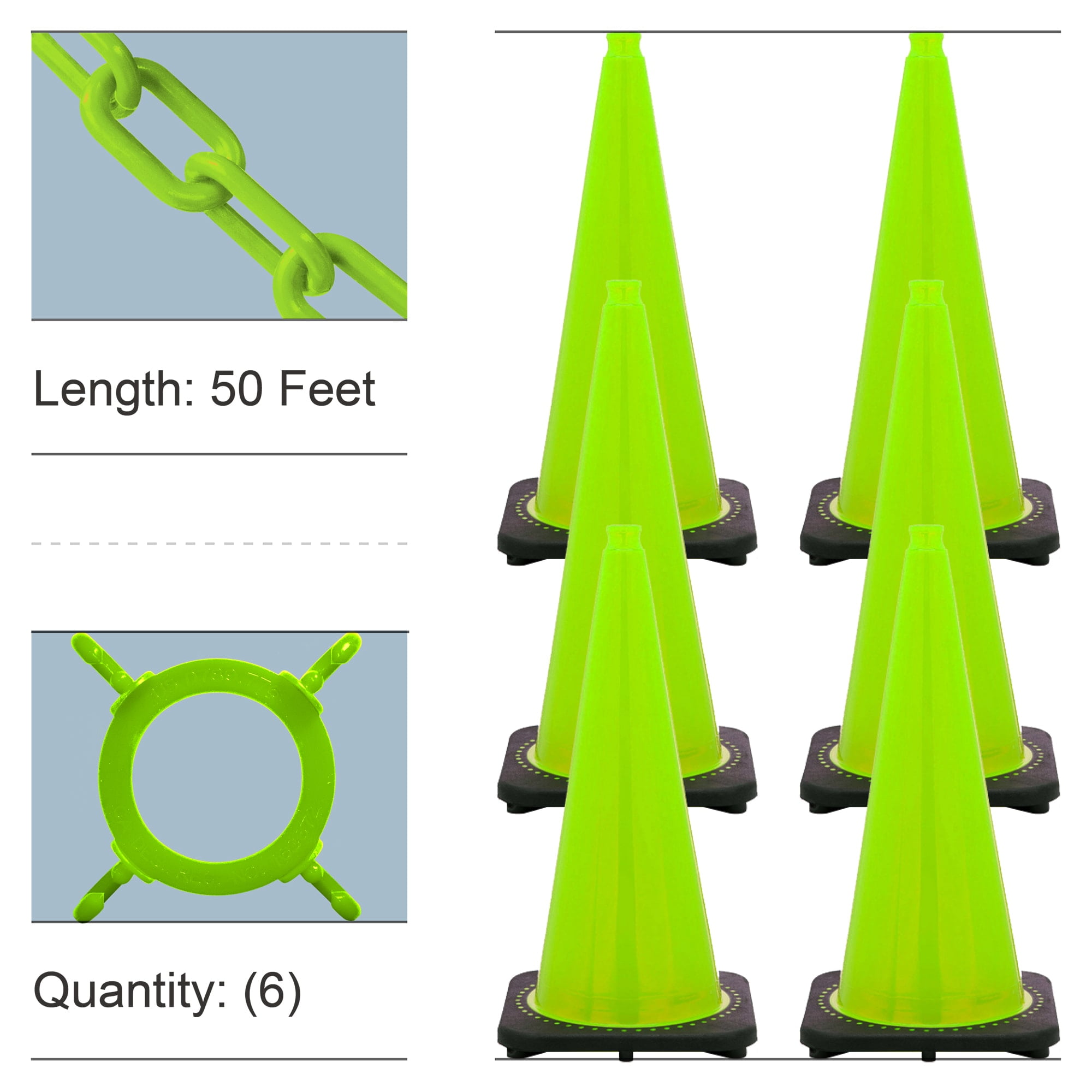 28 Inch Safety Green Traffic Cone and Chain Kit (6 Pk) - Walmart.com