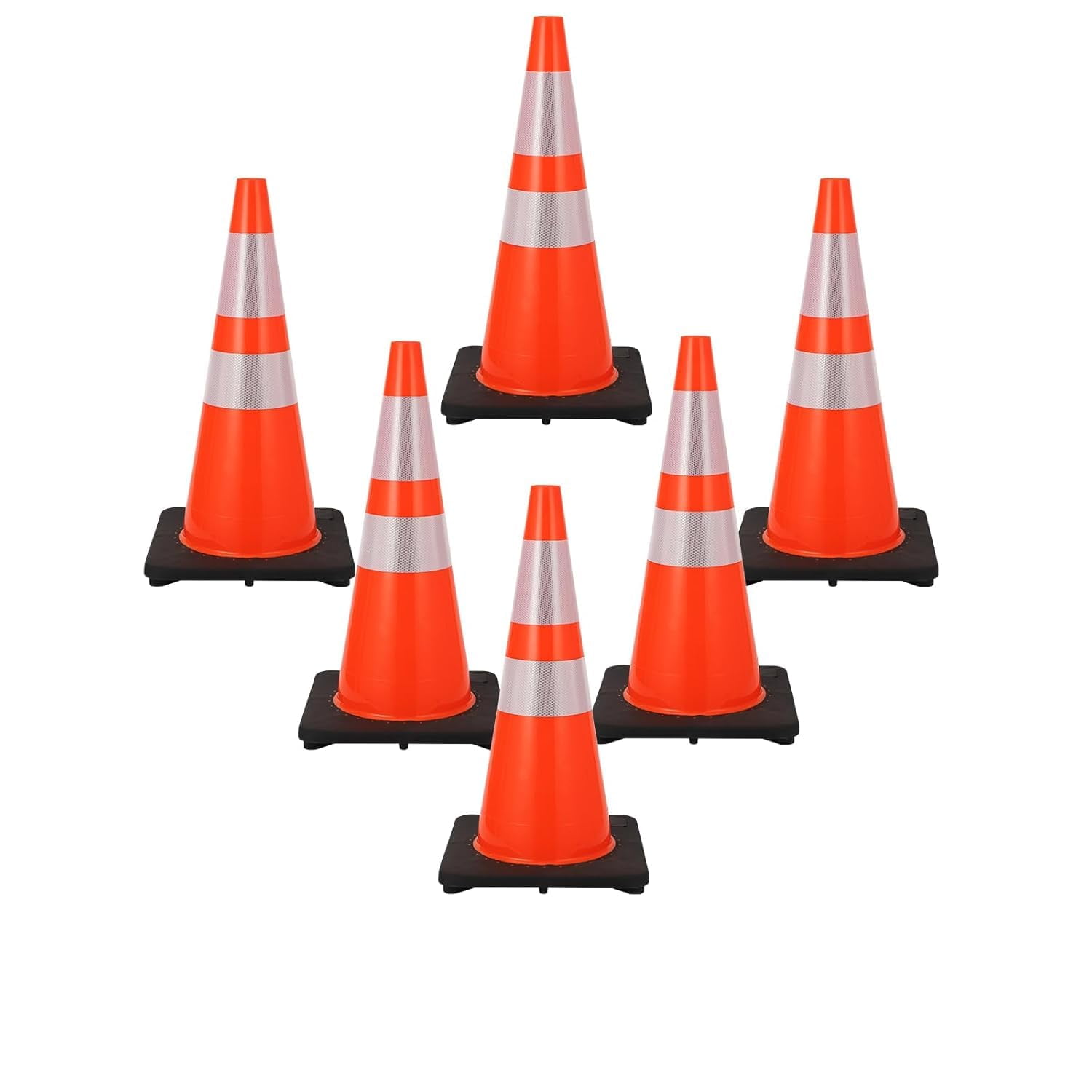 28 Inch Safety Traffic Cones (6 Pack) - Durable & Non-Deforming Design ...
