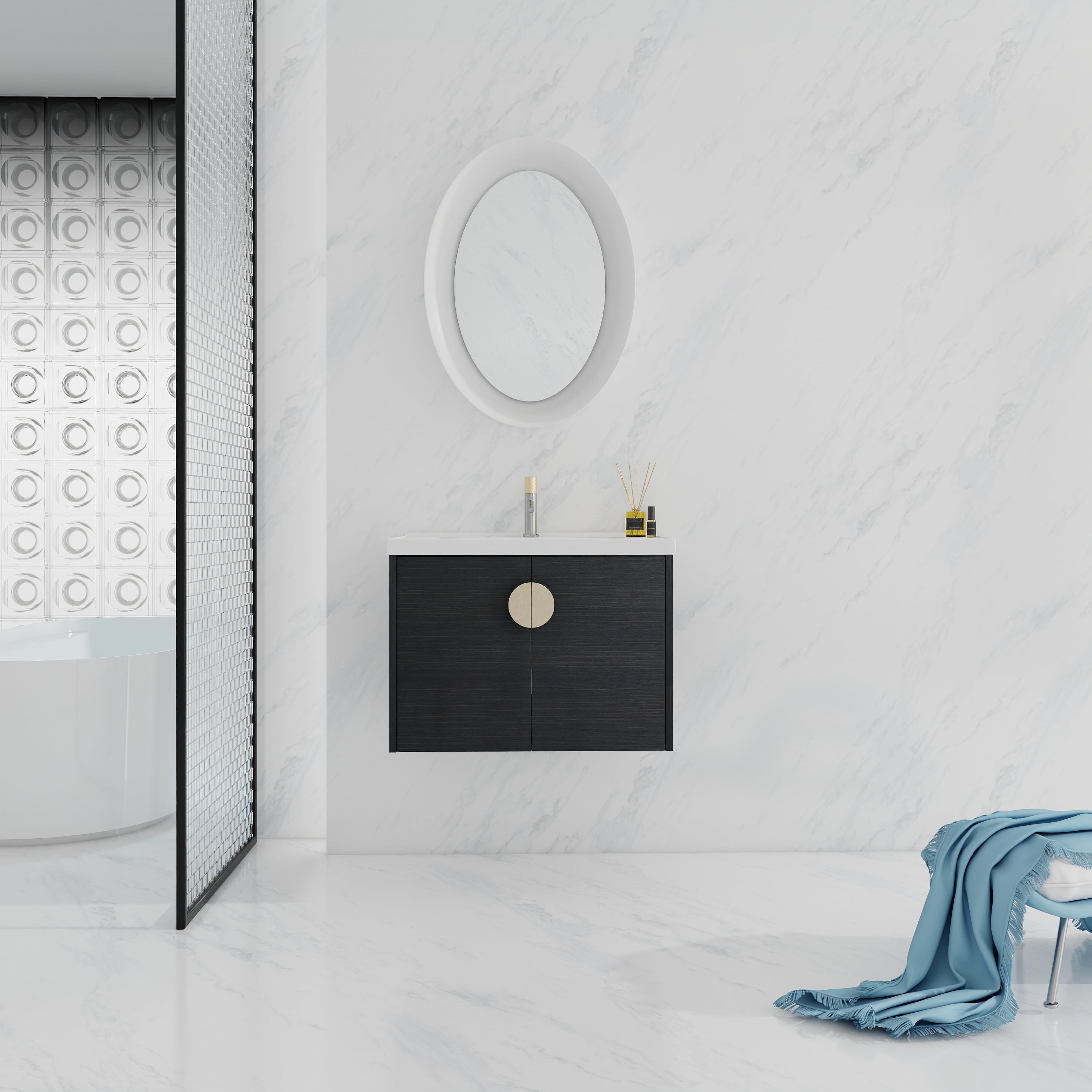 28 Inch Soft Close Doors Bathroom Vanity With Sink, For Small Bathroom ...