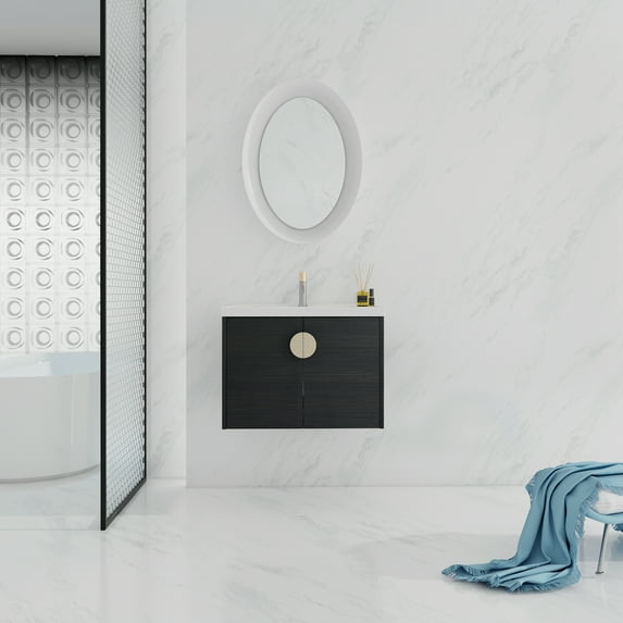 28 Inch Soft Close Doors Bathroom Vanity With Sink, For Small Bathroom ...