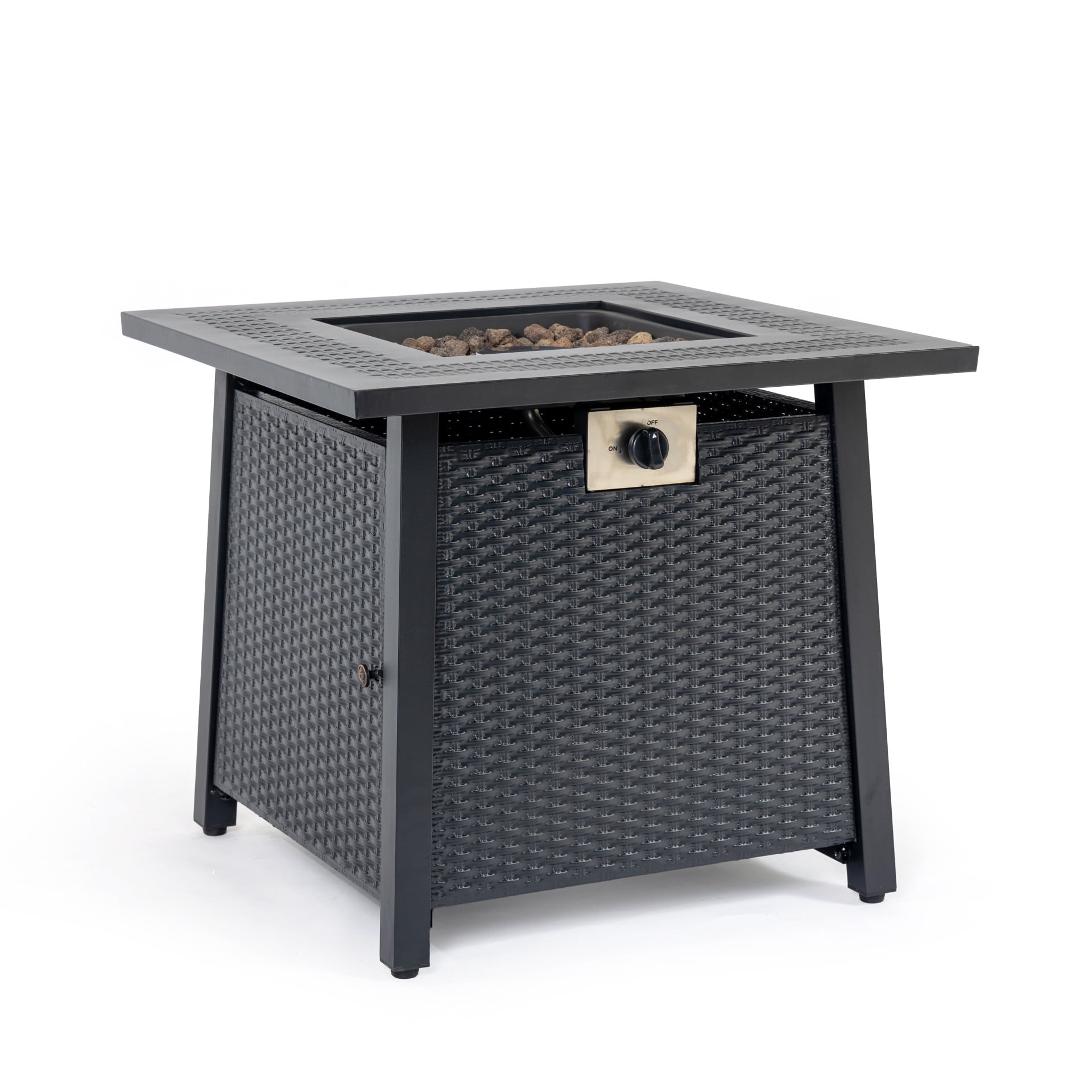 28-Inch Square Propane Fire Pit Table with Durable Iron Construction ...