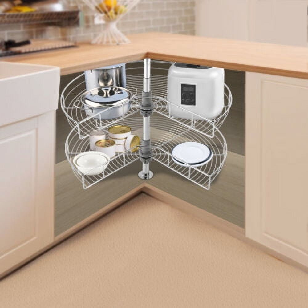 28" Kidney Shaped 2-Shelf Lazy Susan Kitchen Base Cabinet Corner ...